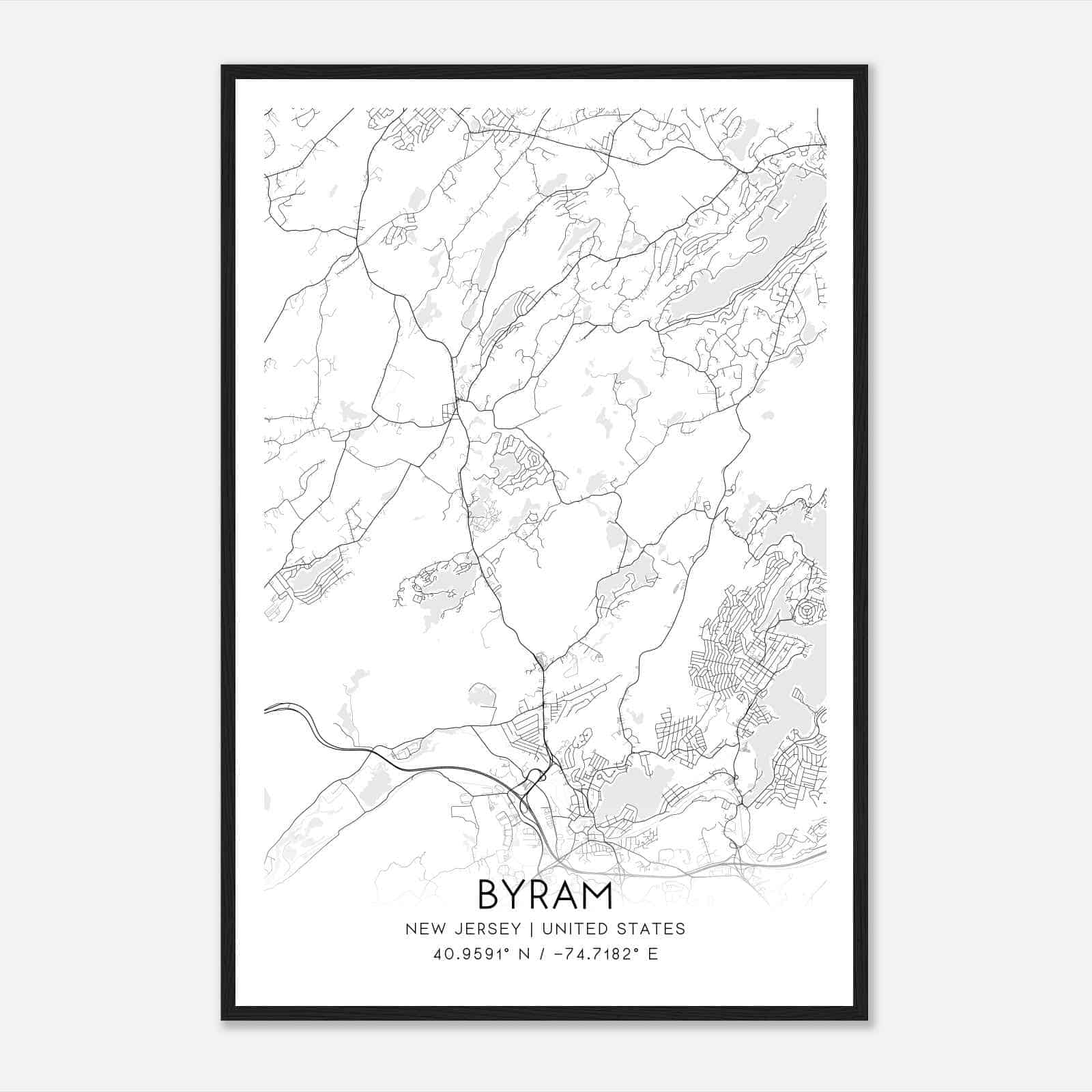 Byram New Jersey Map Poster, Modern Home Decor Wall Art Print - Custom ...