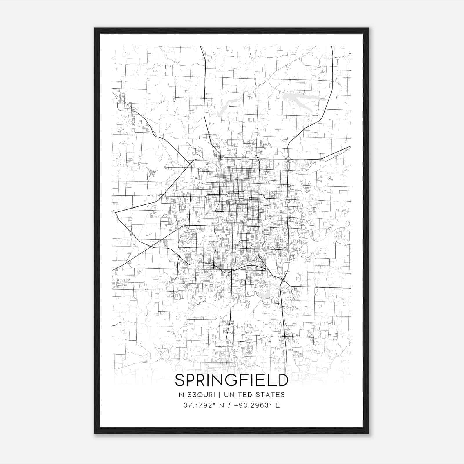 Springfield Missouri Map Poster, Modern Home Decor Wall Art Print ...