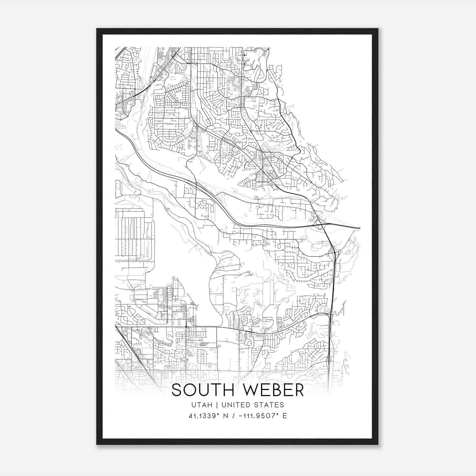 South Weber Utah Map Poster, Modern Home Decor Wall Art Print - Custom Maps & Posters