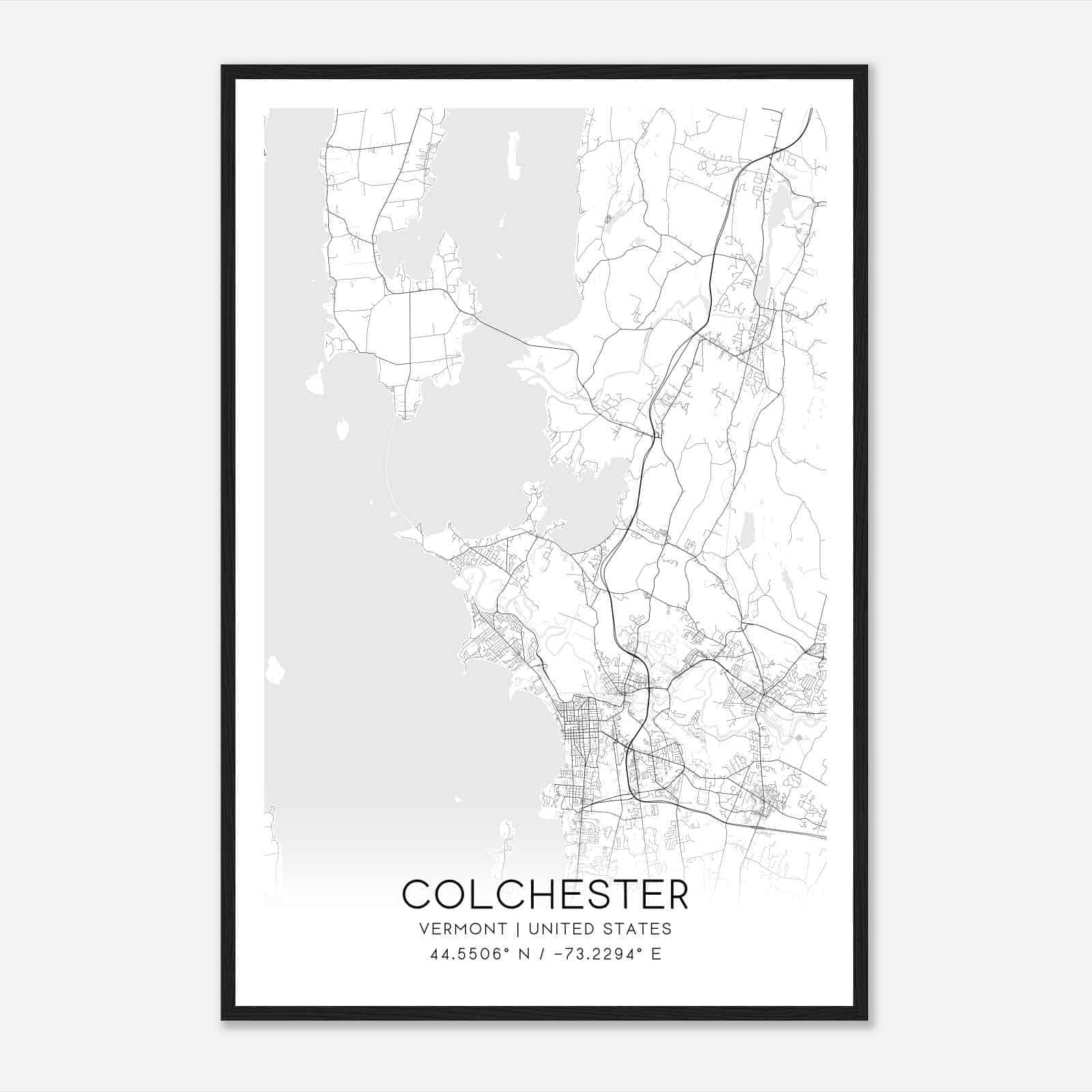 Colchester Vermont Map Poster, Modern Home Decor Wall Art Print ...