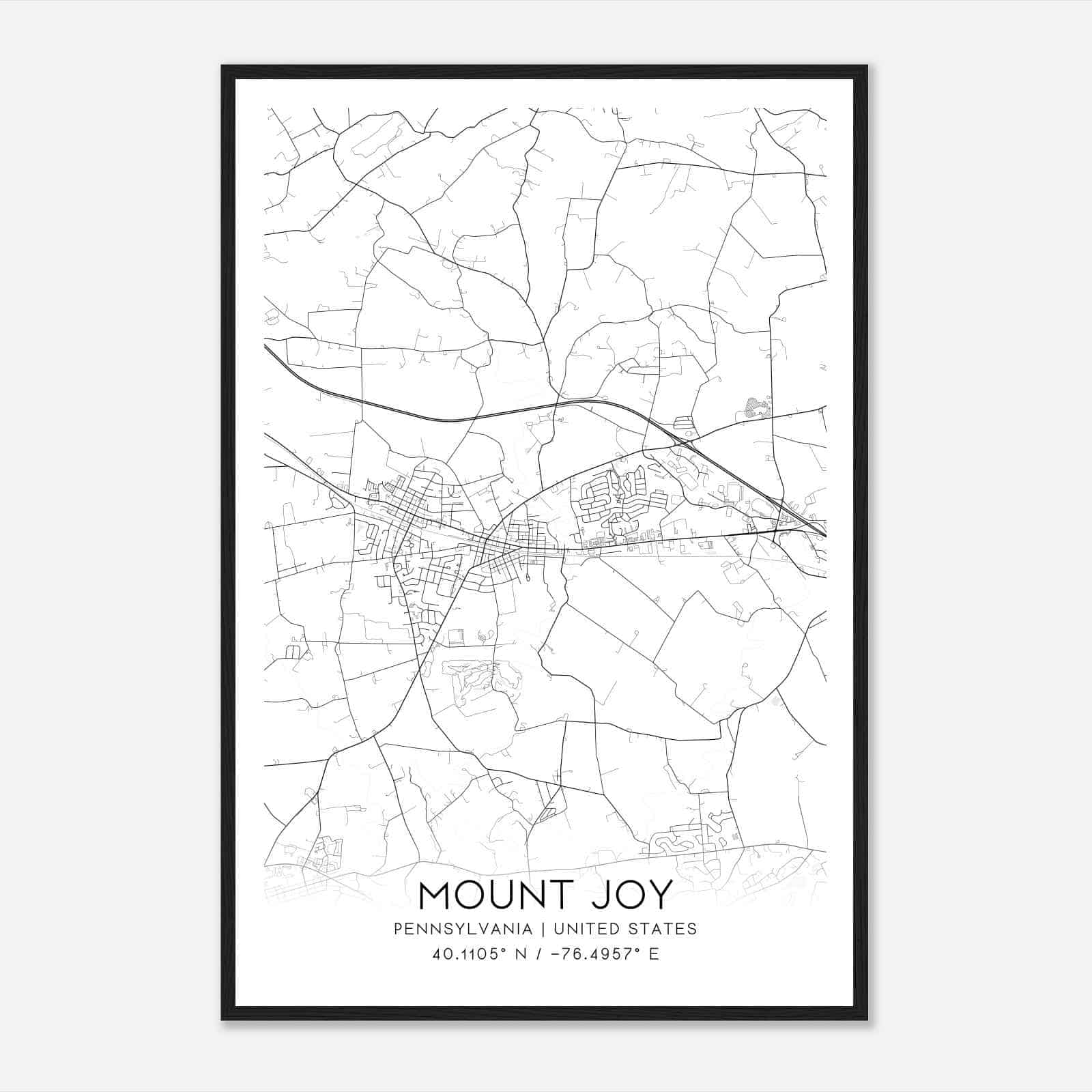Mount Joy Pennsylvania Map Poster, Modern Home Decor Wall Art Print ...