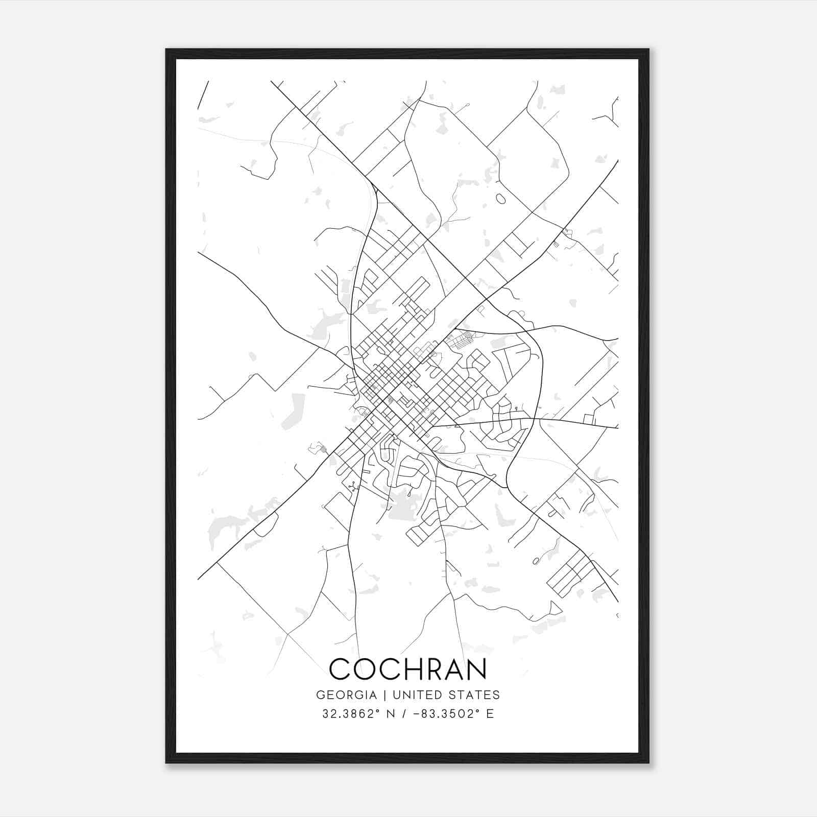 Cochran Georgia Map Poster, Modern Home Decor Wall Art Print - Custom ...