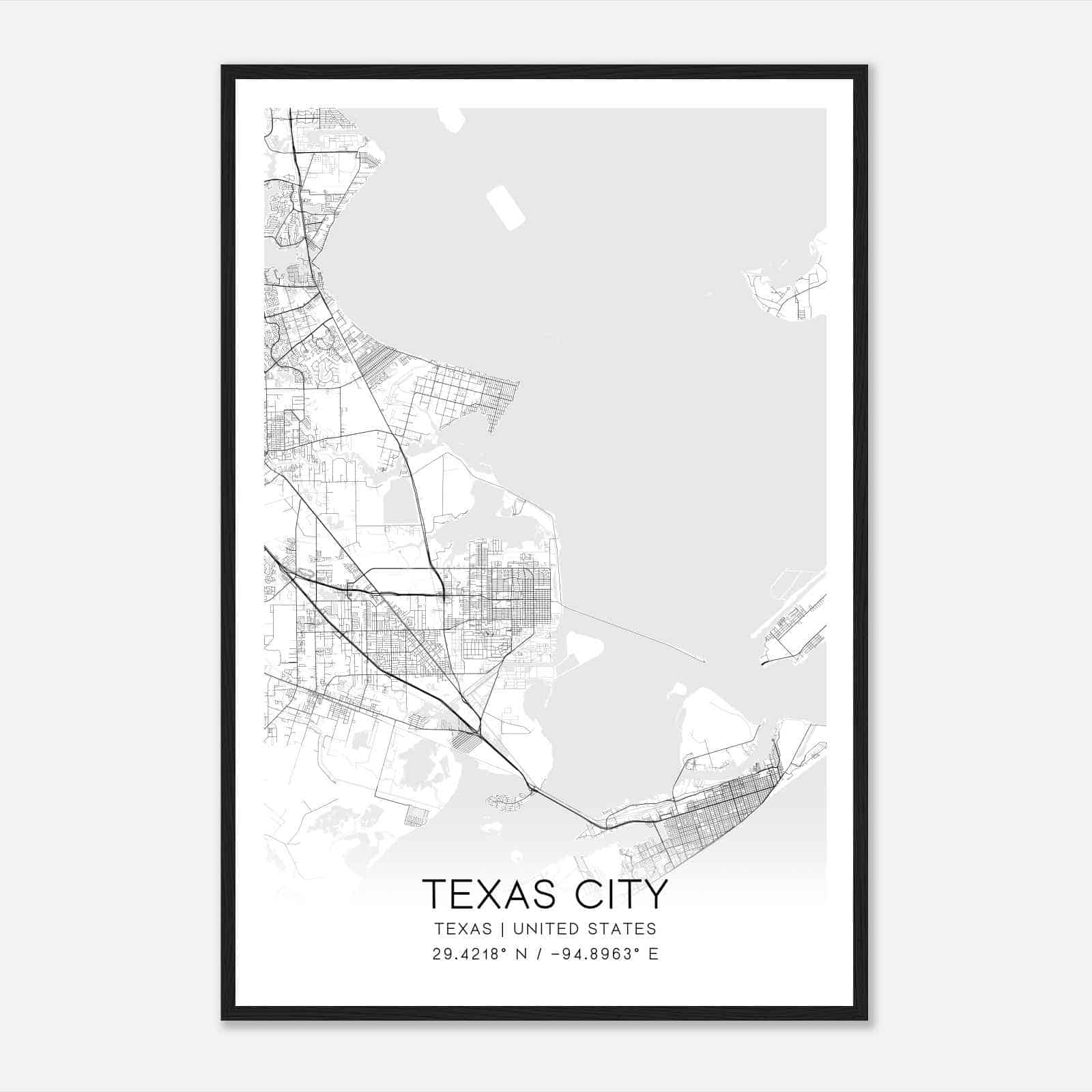 Texas City Texas Map Poster, Modern Home Decor Wall Art Print - Custom ...