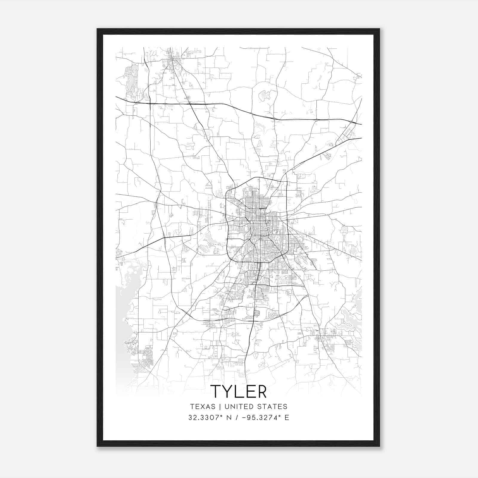 Custom Tyler United States Map Poster - Mapmory