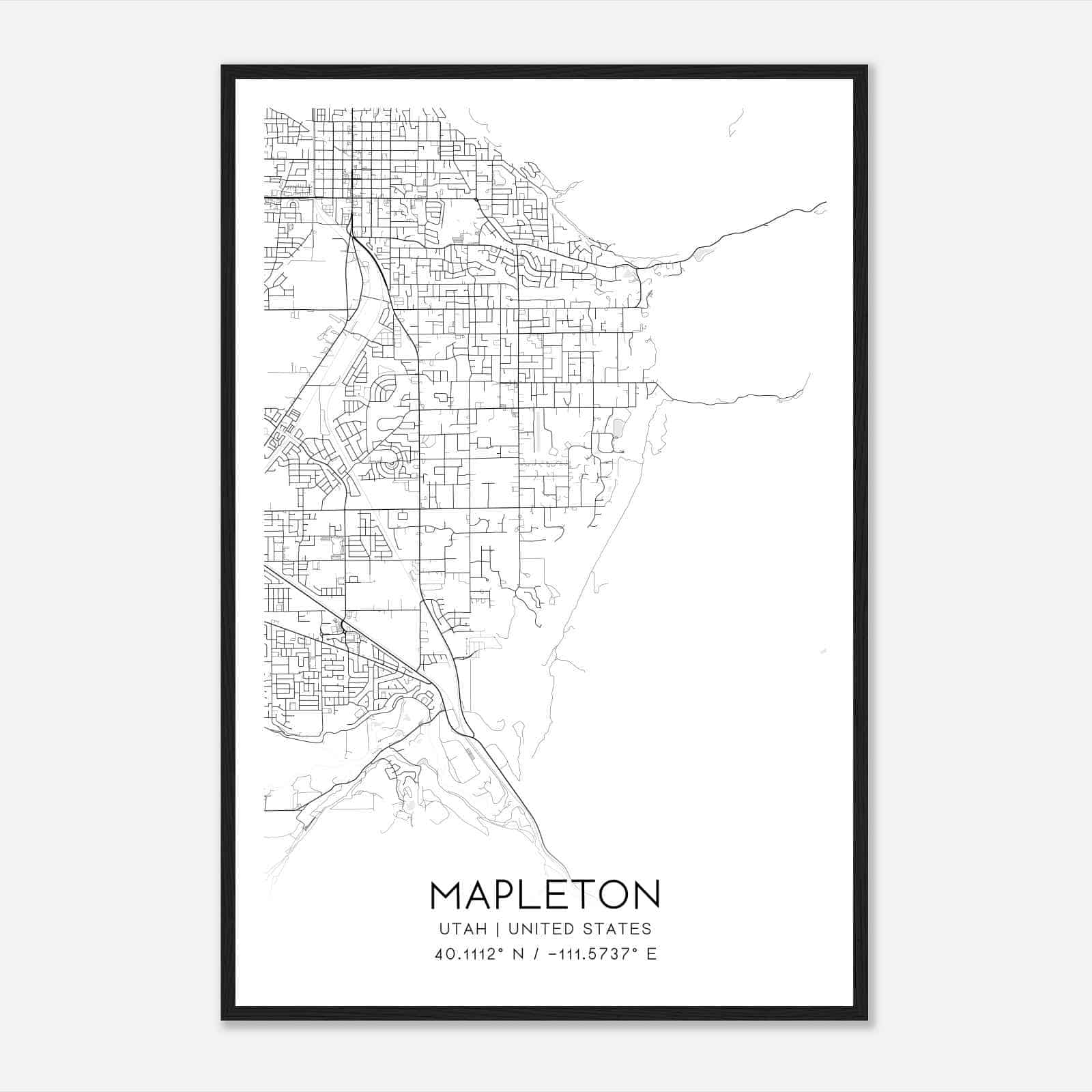 Mapleton Utah Map Poster, Modern Home Decor Wall Art Print - Custom ...