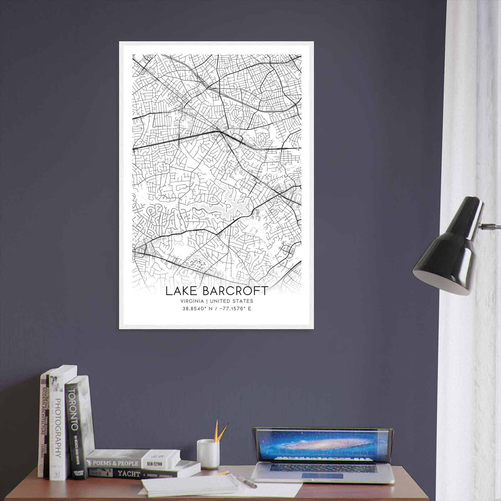 Lake Barcroft Virginia Map Poster, Modern Home Decor Wall Art Print ...