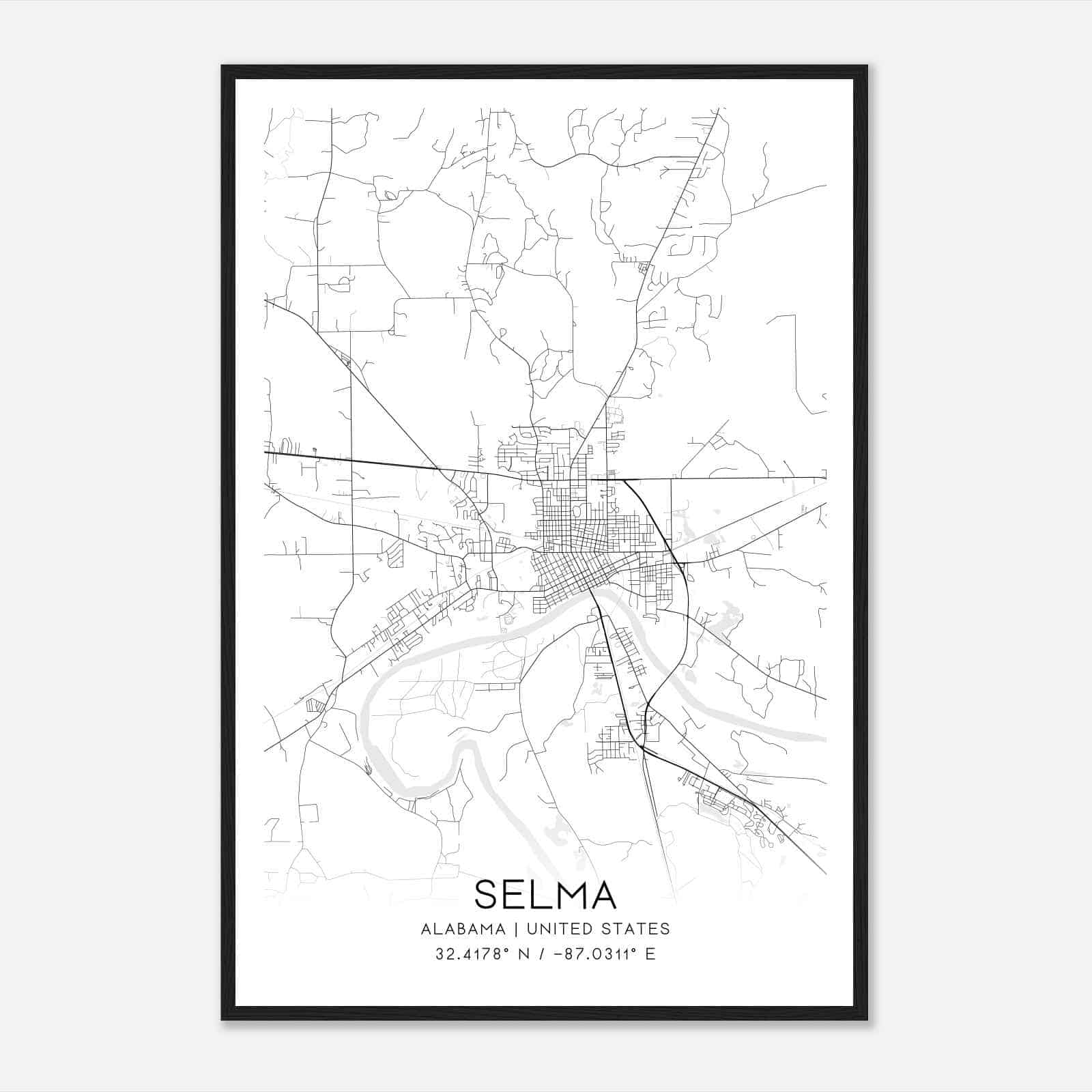 Selma Alabama Map Poster, Modern Home Decor Wall Art Print - Custom ...