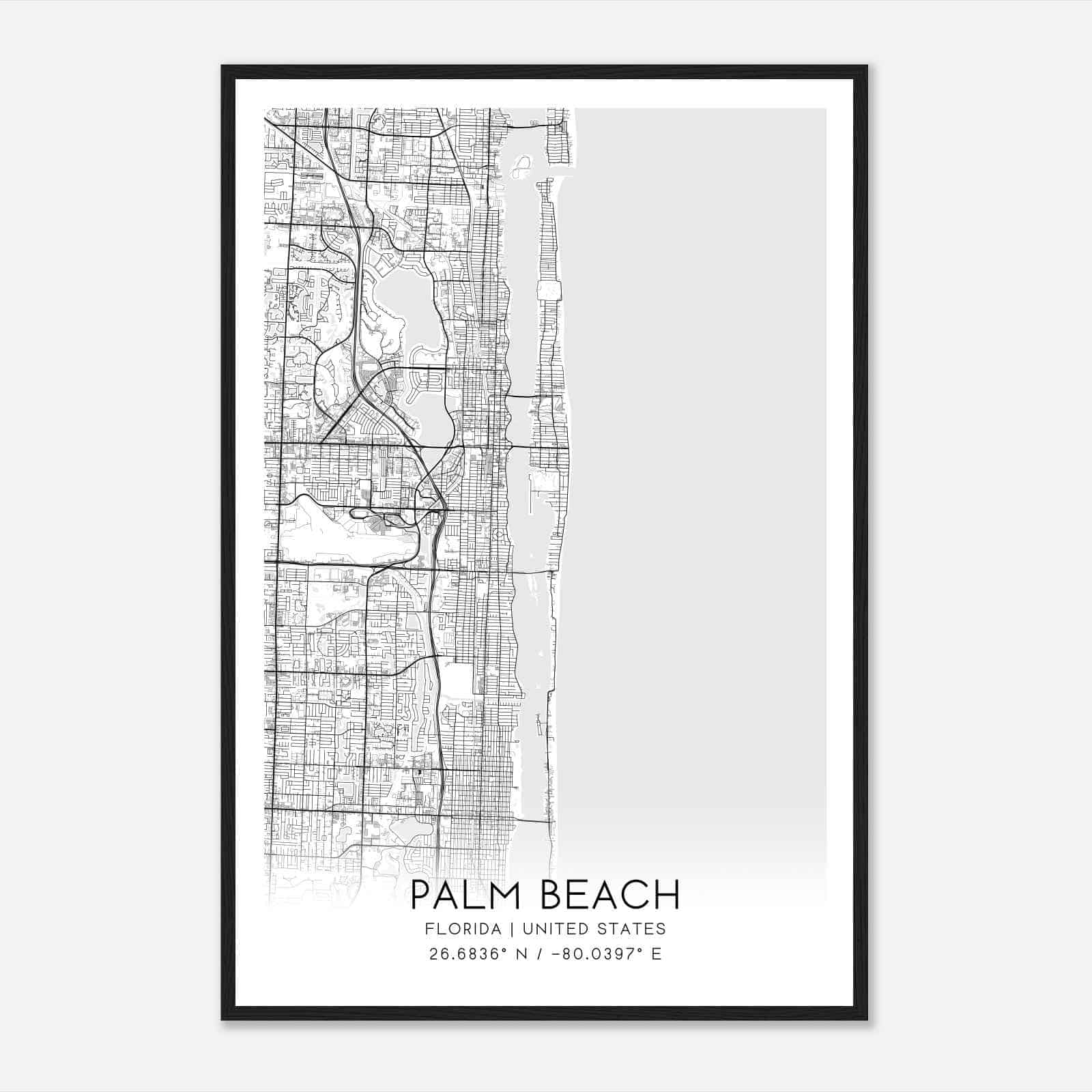 Palm Beach Florida Map Poster, Modern Home Decor Wall Art Print ...