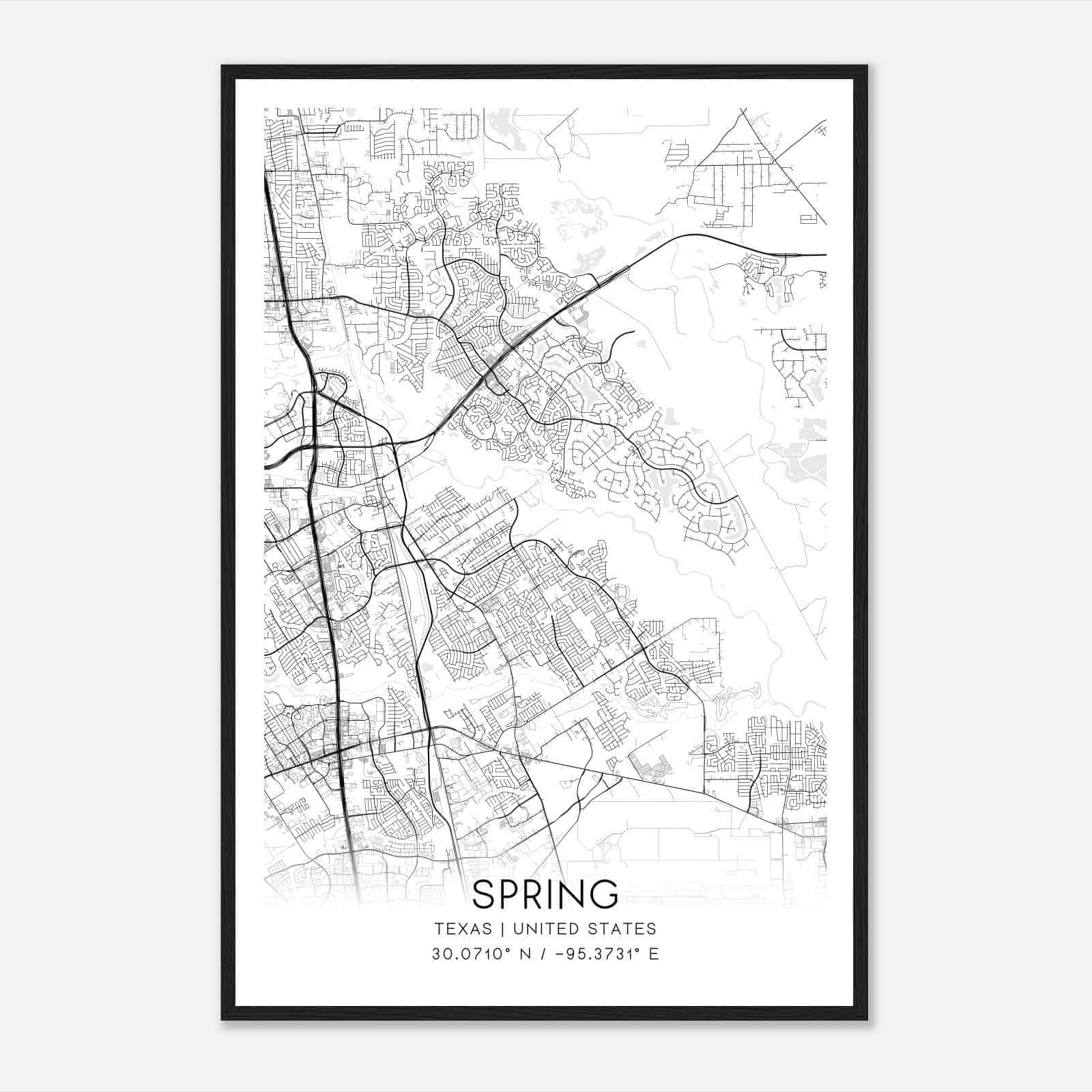 Spring Texas Map Poster, Modern Home Decor Wall Art Print - Custom Maps ...