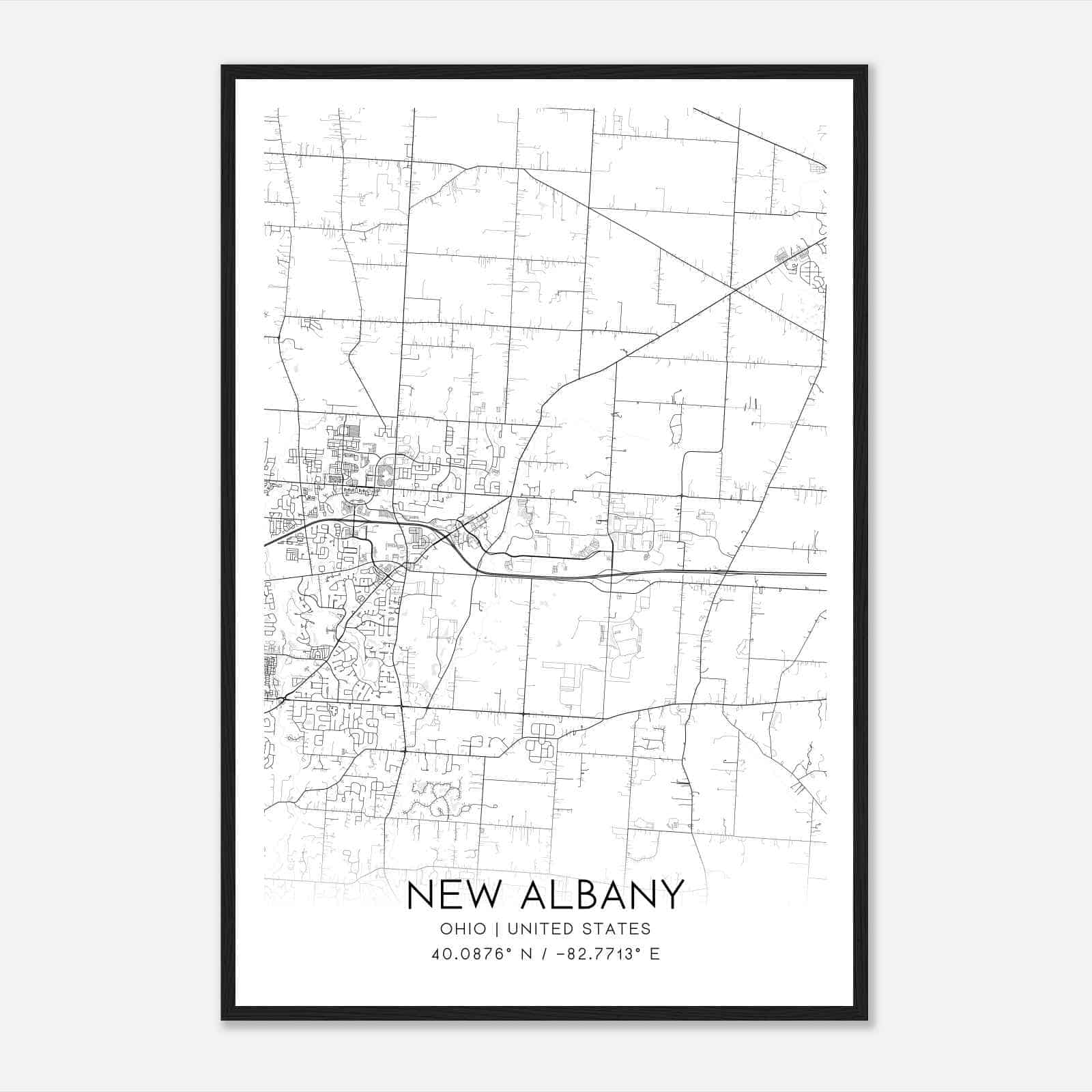 New Albany Ohio Map Poster, Modern Home Decor Wall Art Print - Custom ...