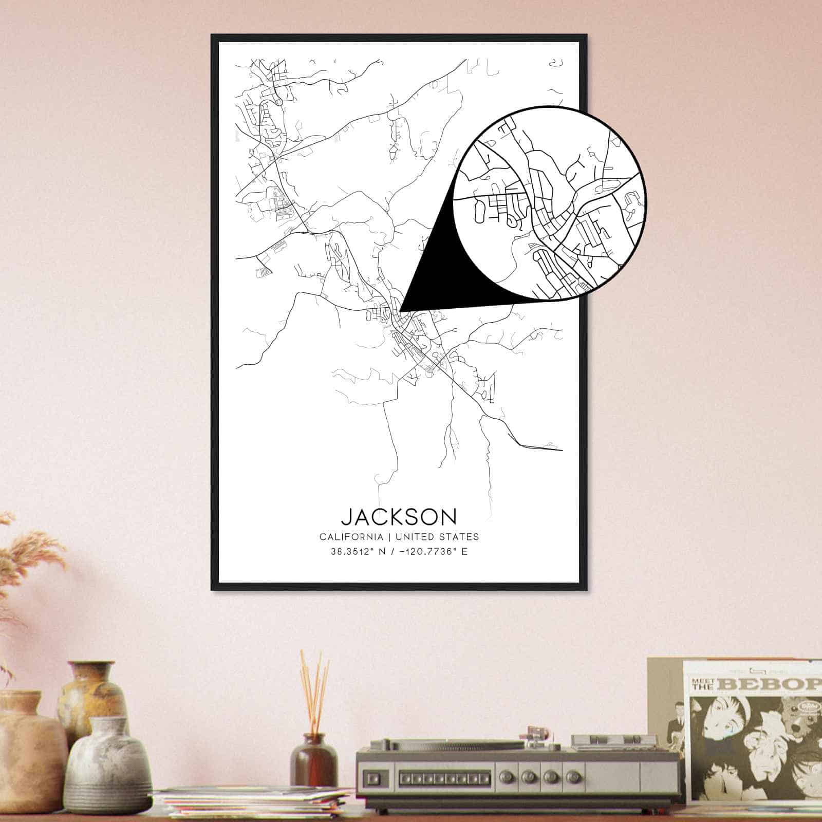 Jackson California Map Poster, Modern Home Decor Wall Art Print ...