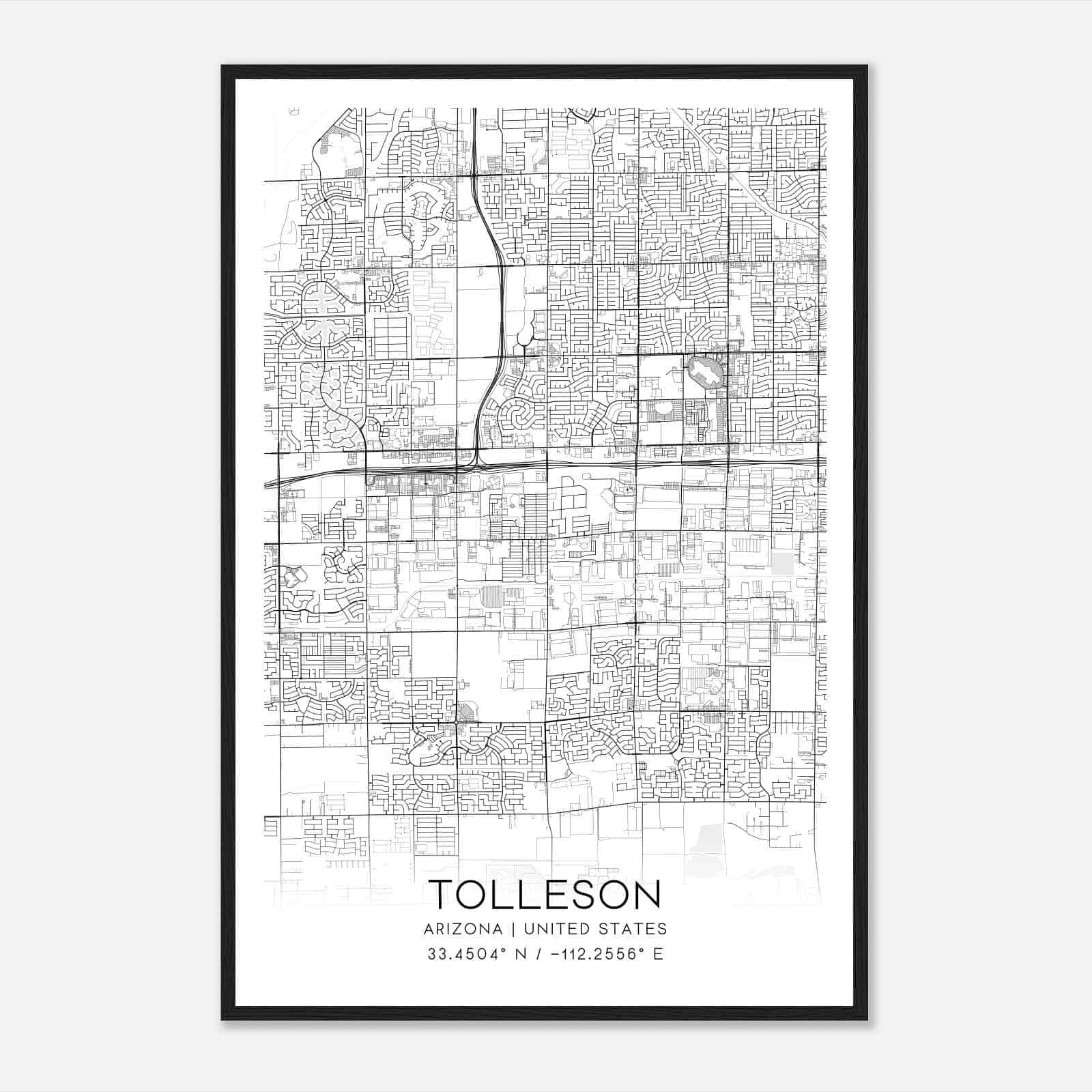 Tolleson Arizona Map Poster, Modern Home Decor Wall Art Print - Custom ...