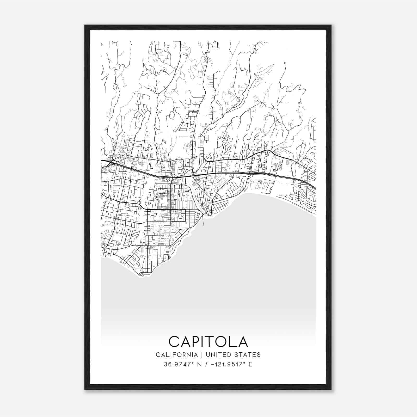 Custom Capitola United States Map Poster - Mapmory