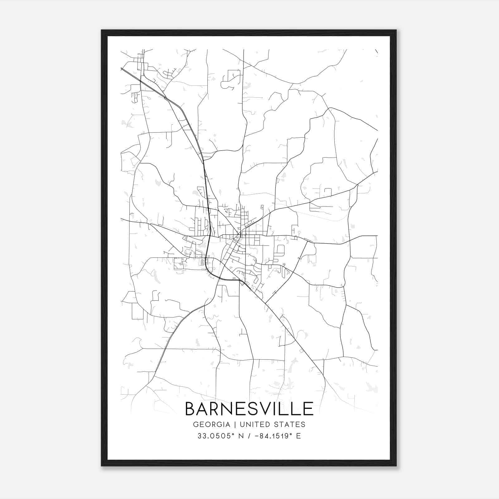 Barnesville Georgia Map Poster, Modern Home Decor Wall Art Print ...