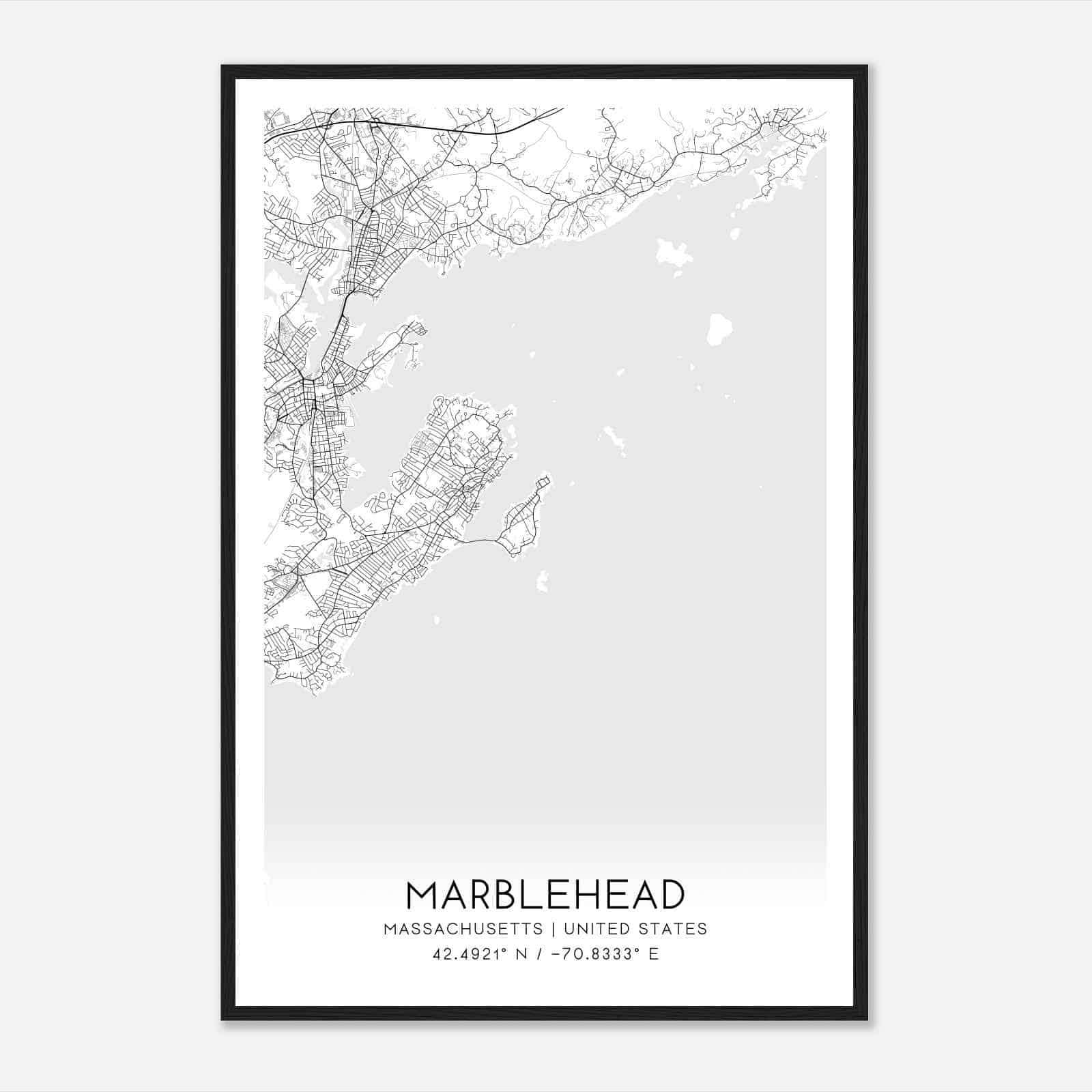 Marblehead Massachusetts Map Poster, Modern Home Decor Wall Art Print ...