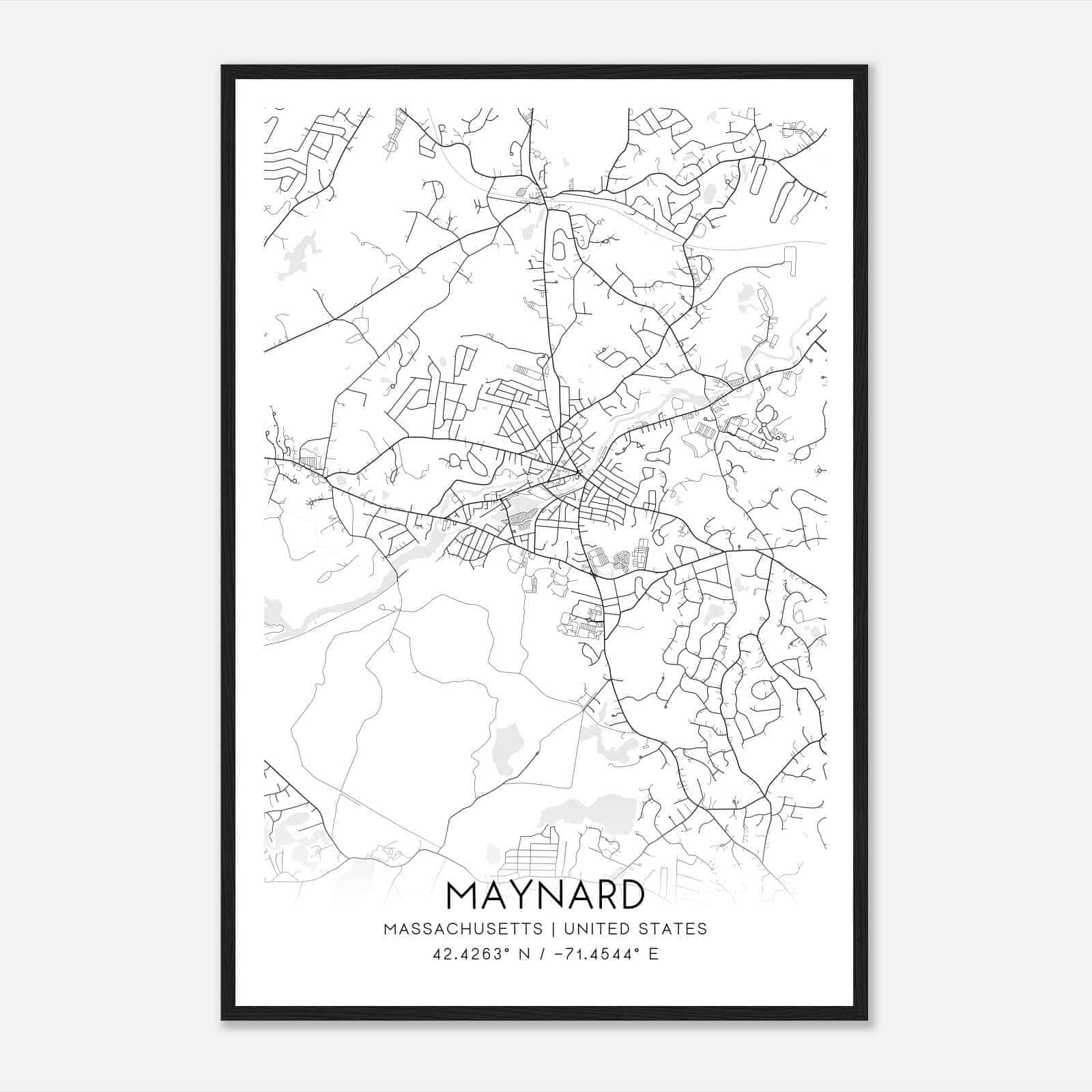Maynard Massachusetts Map Poster, Modern Home Decor Wall Art Print ...