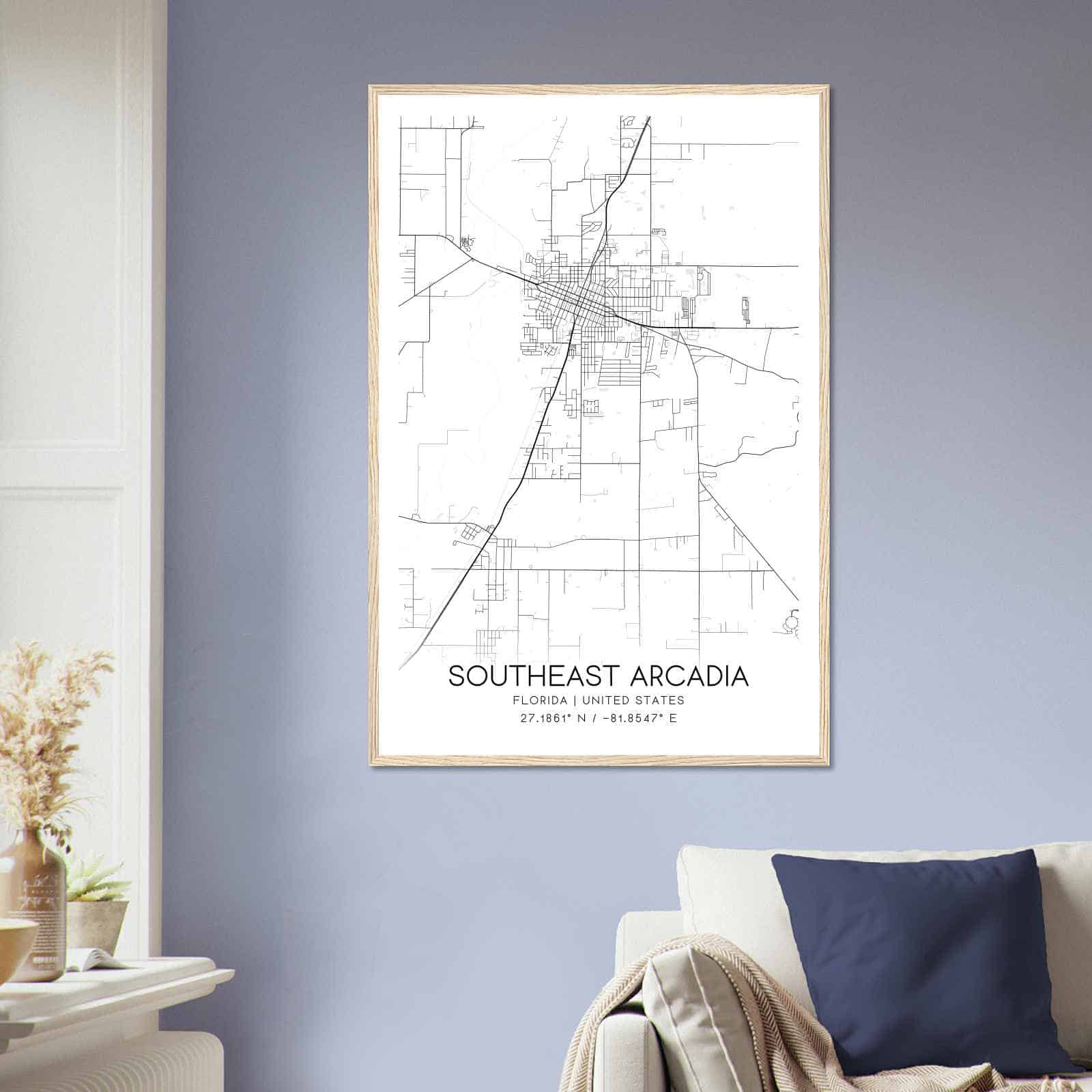 Southeast Arcadia Florida Map Poster, Modern Home Decor Wall Art Print ...