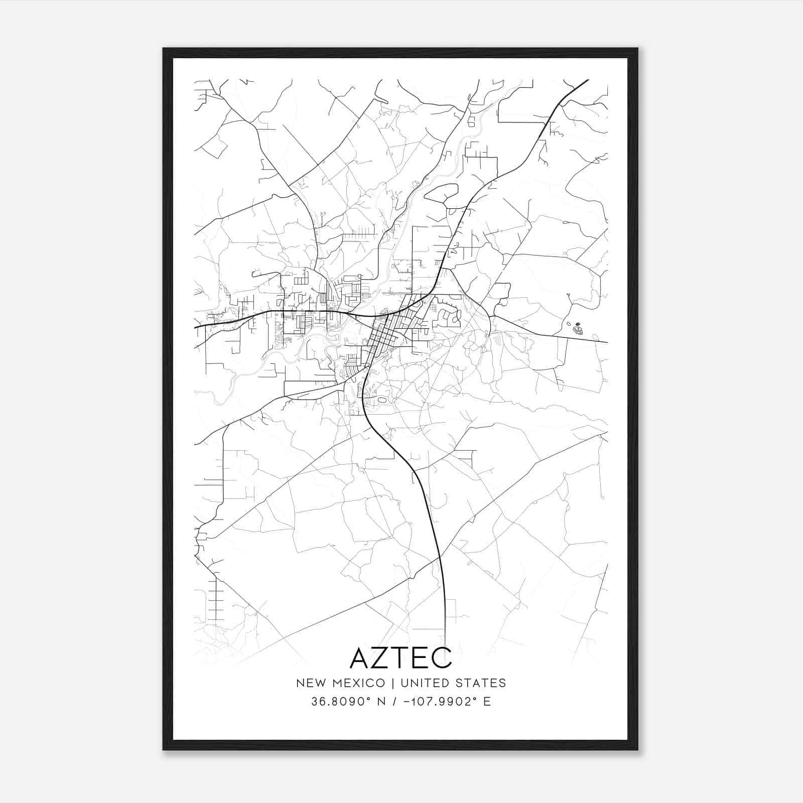 Aztec New Mexico Map Poster, Modern Home Decor Wall Art Print - Custom ...