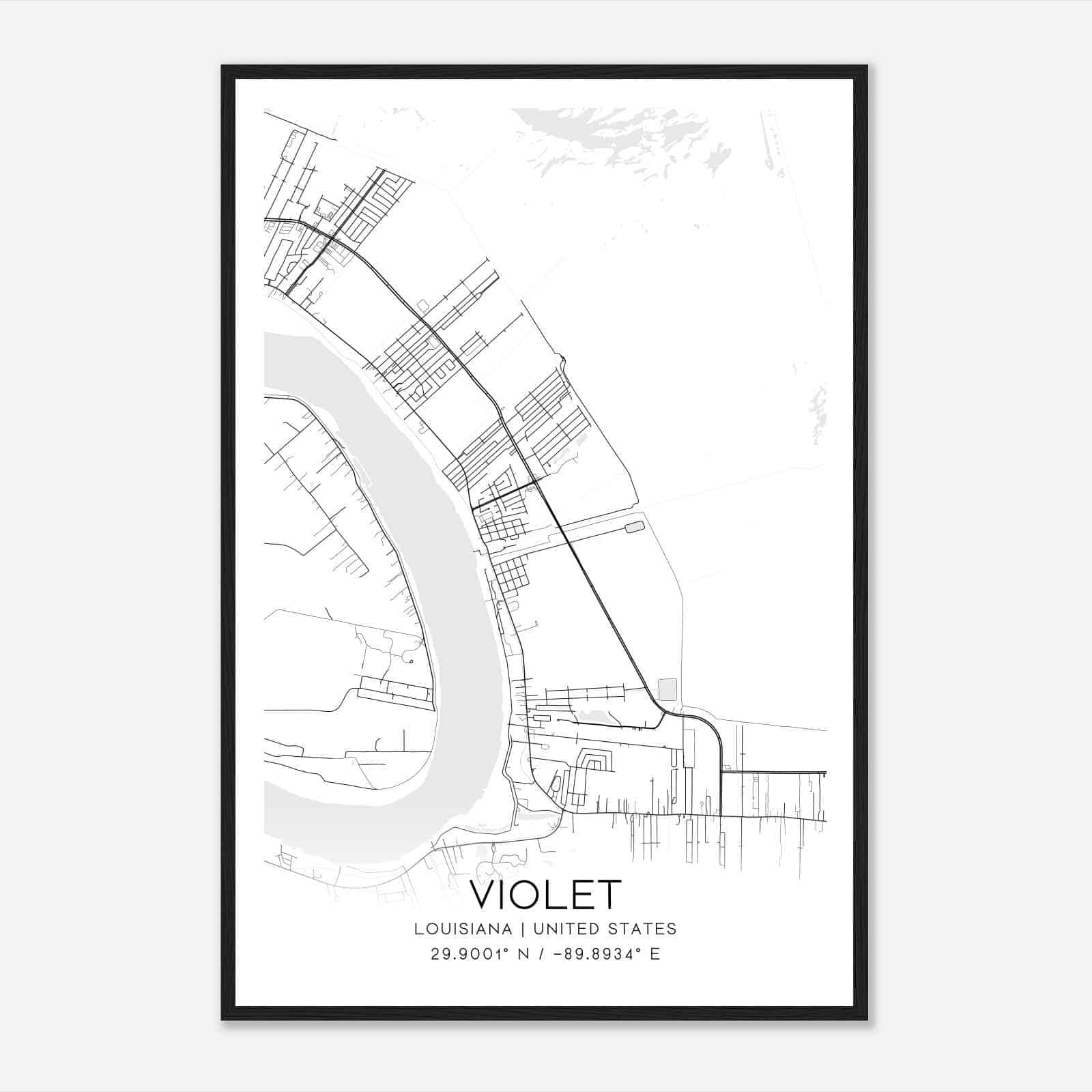 Violet Louisiana Map Poster, Modern Home Decor Wall Art Print - Custom ...