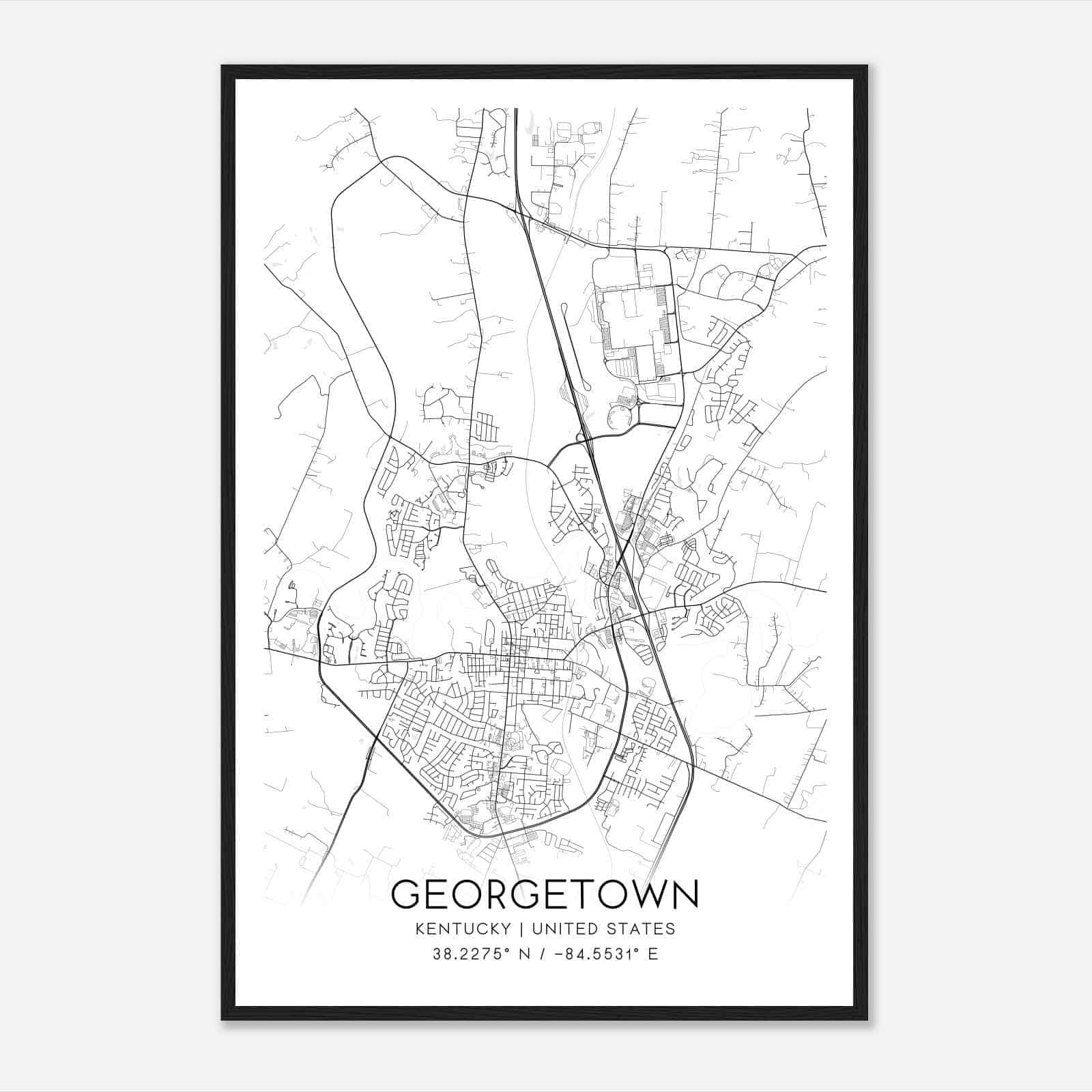 Georgetown Kentucky Map Poster, Modern Home Decor Wall Art Print ...