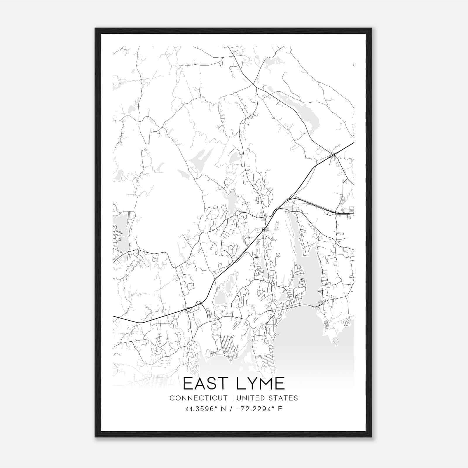 Vintage East Lyme Connecticut Map Poster, Modern Home Decor Wall Art ...