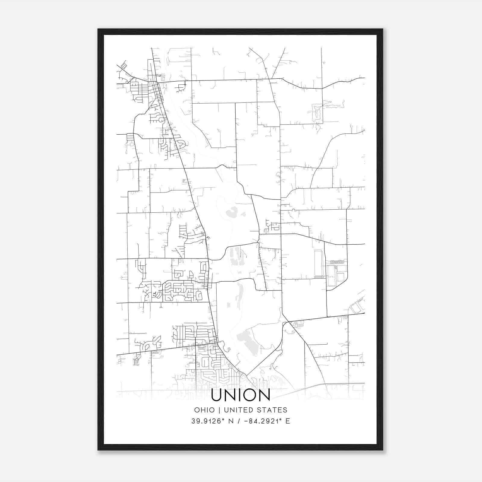 Union Ohio Map Poster, Modern Home Decor Wall Art Print - Custom Maps ...
