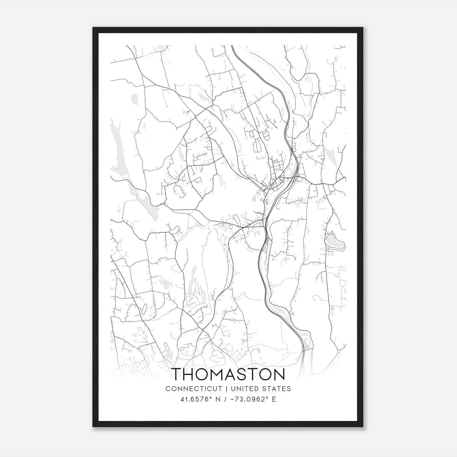 Thomaston Connecticut Map Poster, Modern Home Decor Wall Art Print ...