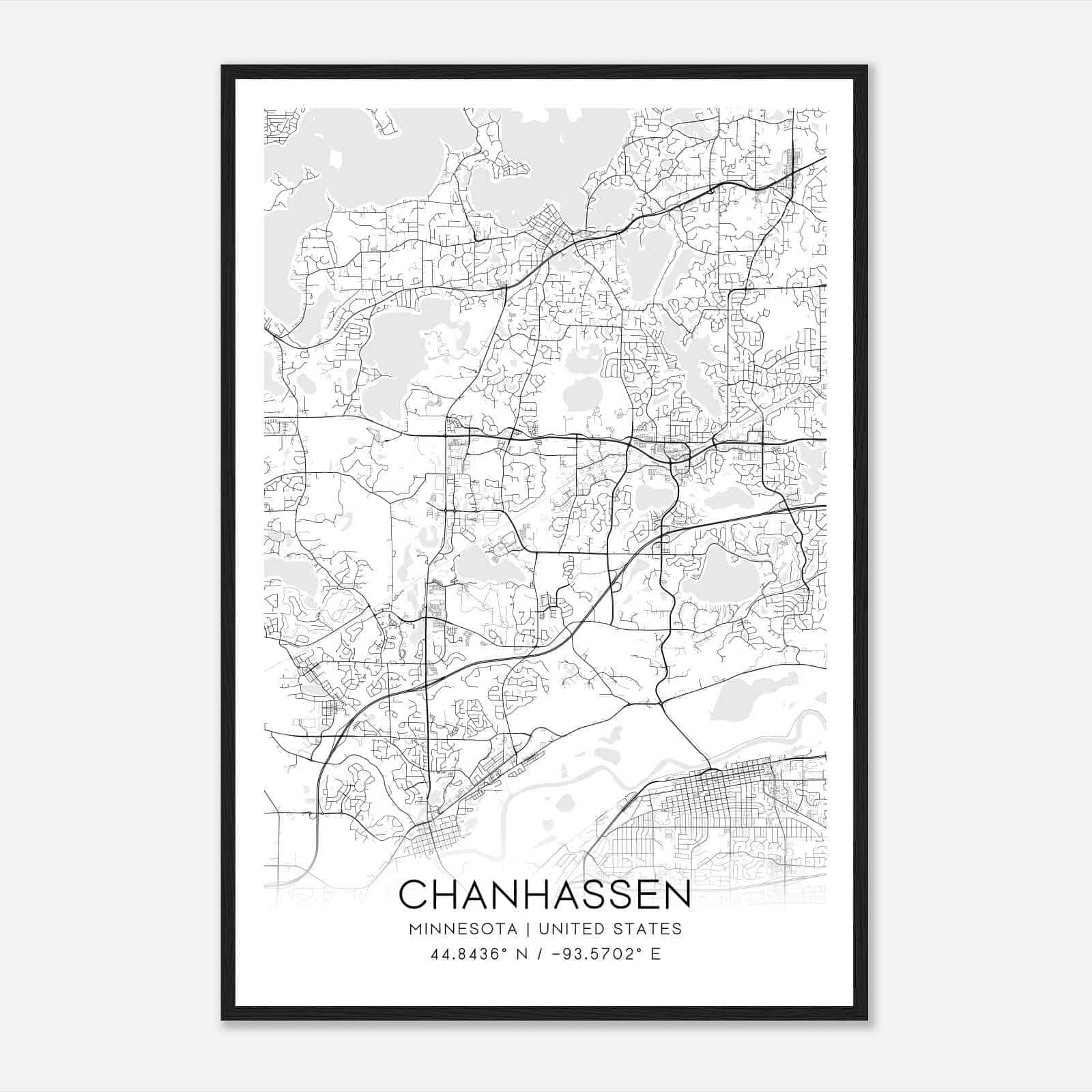 Chanhassen Minnesota Map Poster, Modern Home Decor Wall Art Print ...