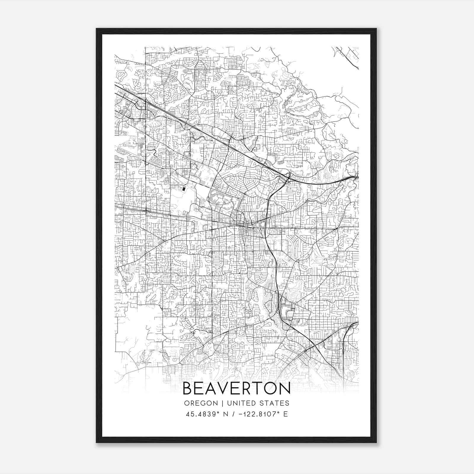 Beaverton Oregon Map Poster, Modern Home Decor Wall Art Print - Custom ...