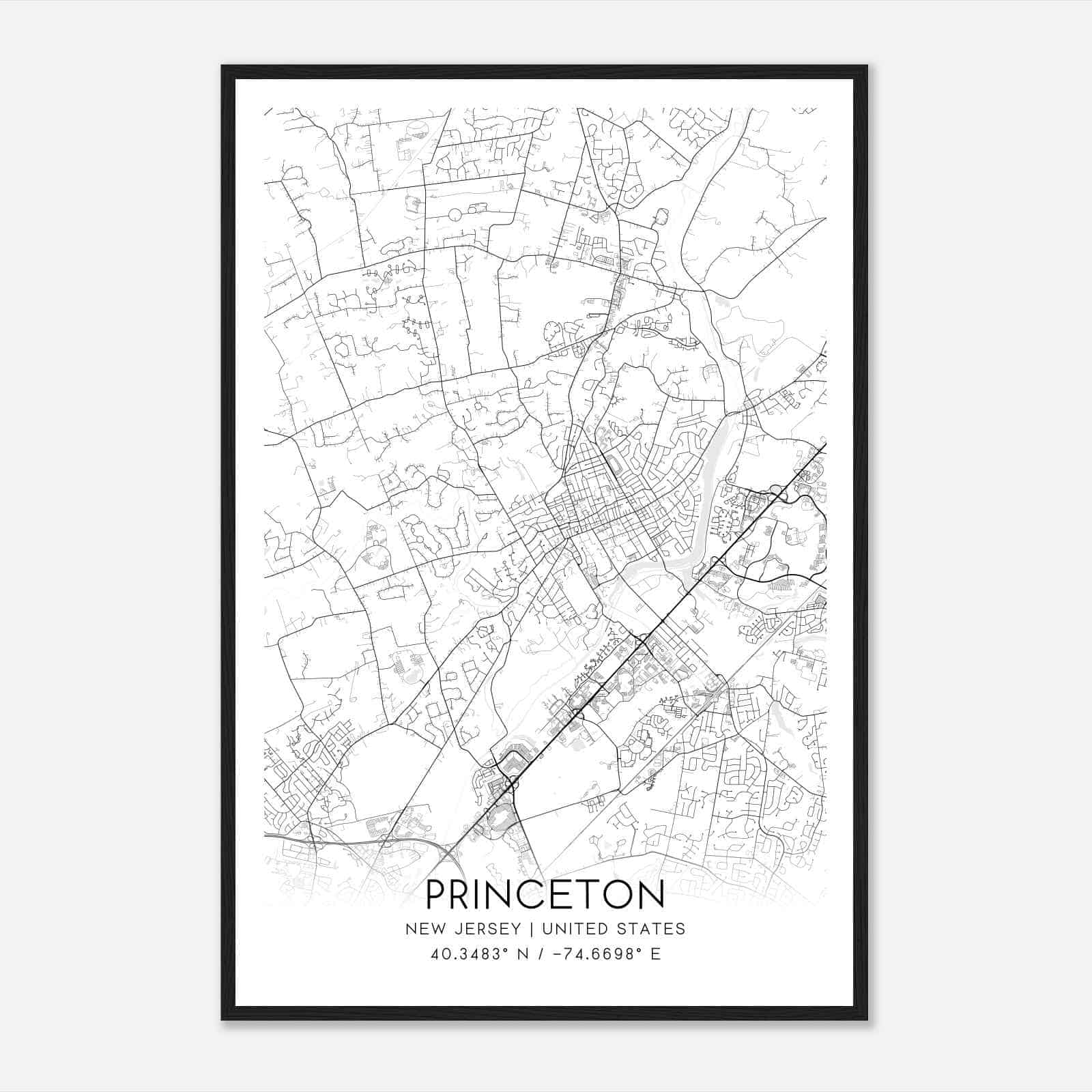 Princeton New Jersey Map Poster, Modern Home Decor Wall Art Print ...