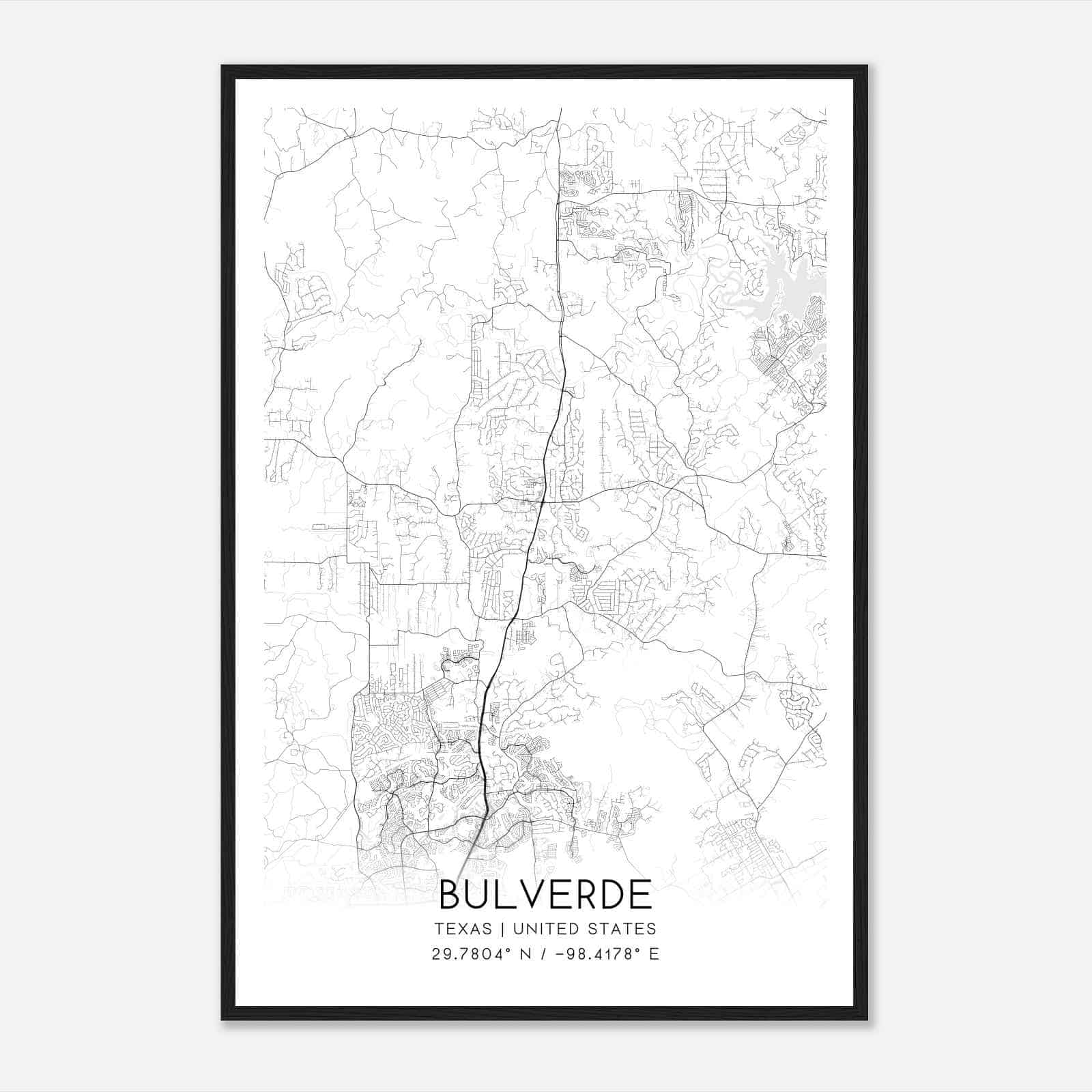 Bulverde Texas Map Poster, Modern Home Decor Wall Art Print - Custom ...