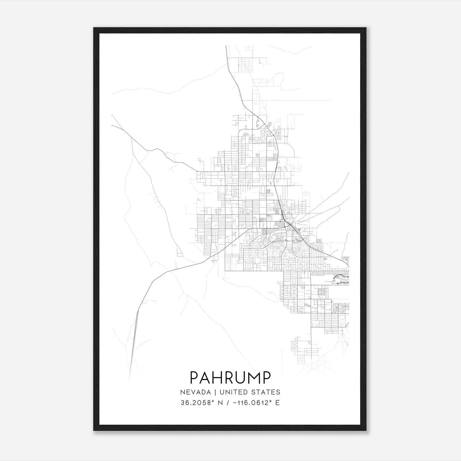 Pahrump Nevada Map Poster, Modern Home Decor Wall Art Print - Custom ...