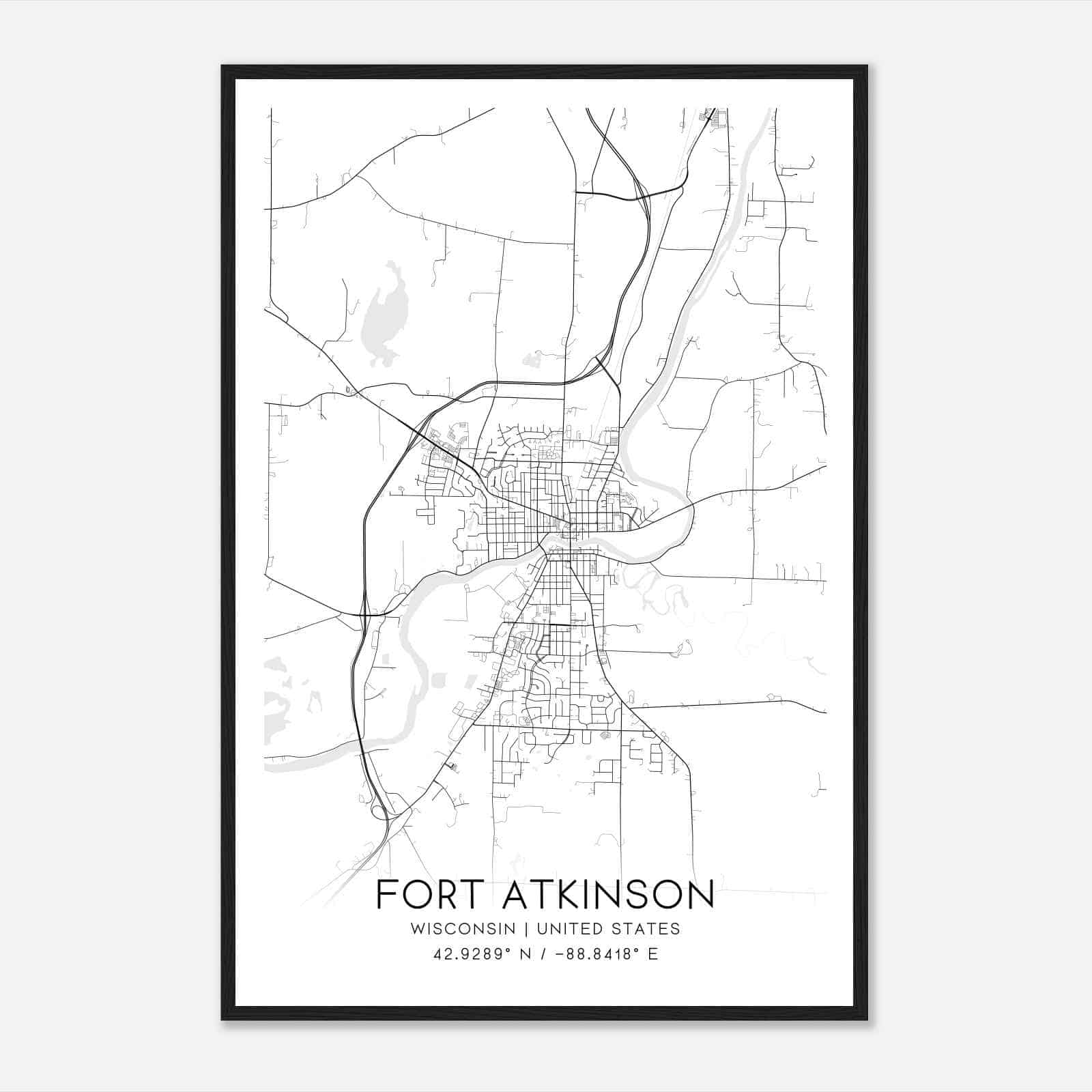 Fort Atkinson Wisconsin Map Poster, Modern Home Decor Wall Art Print ...