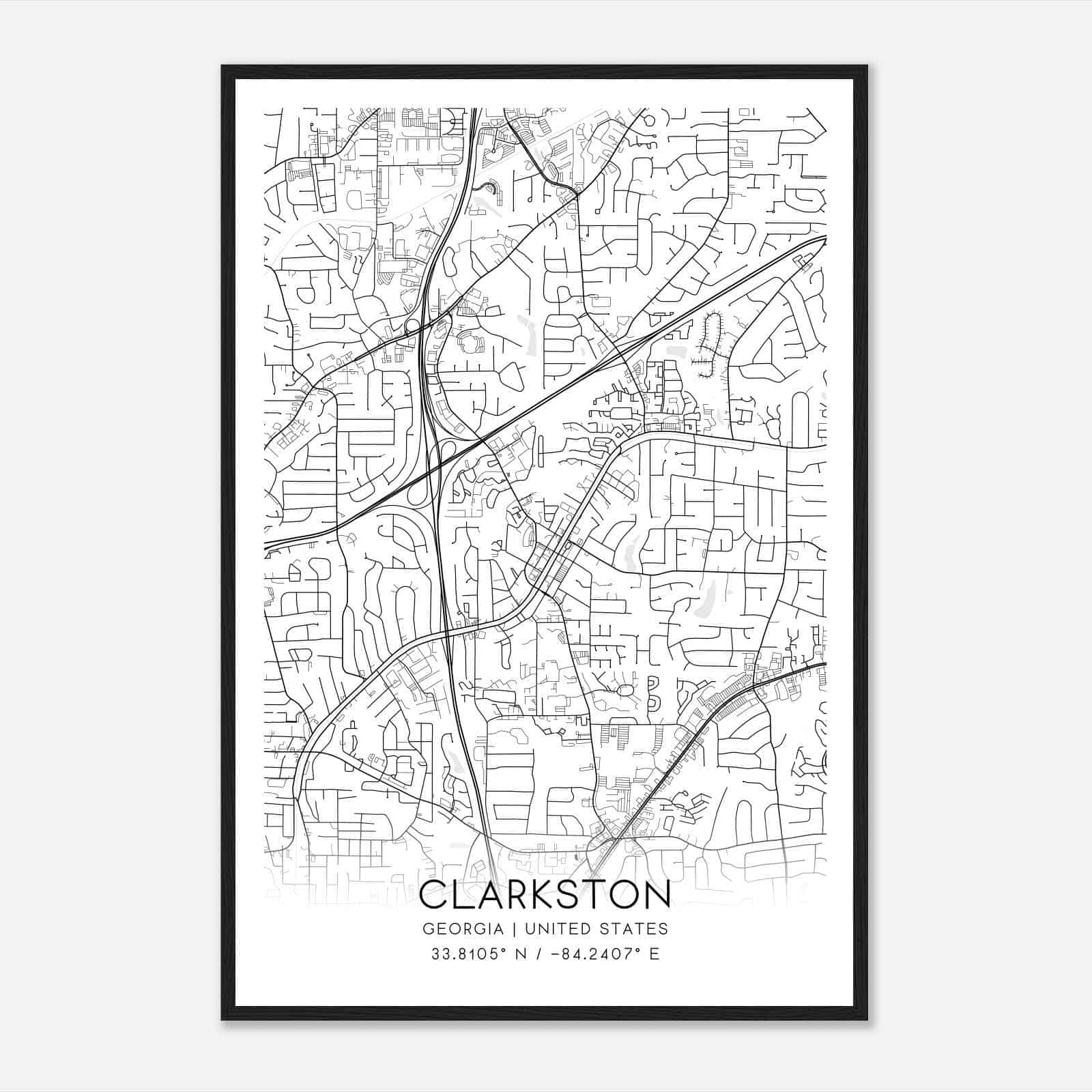 Clarkston Georgia Map Poster, Modern Home Decor Wall Art Print - Custom ...