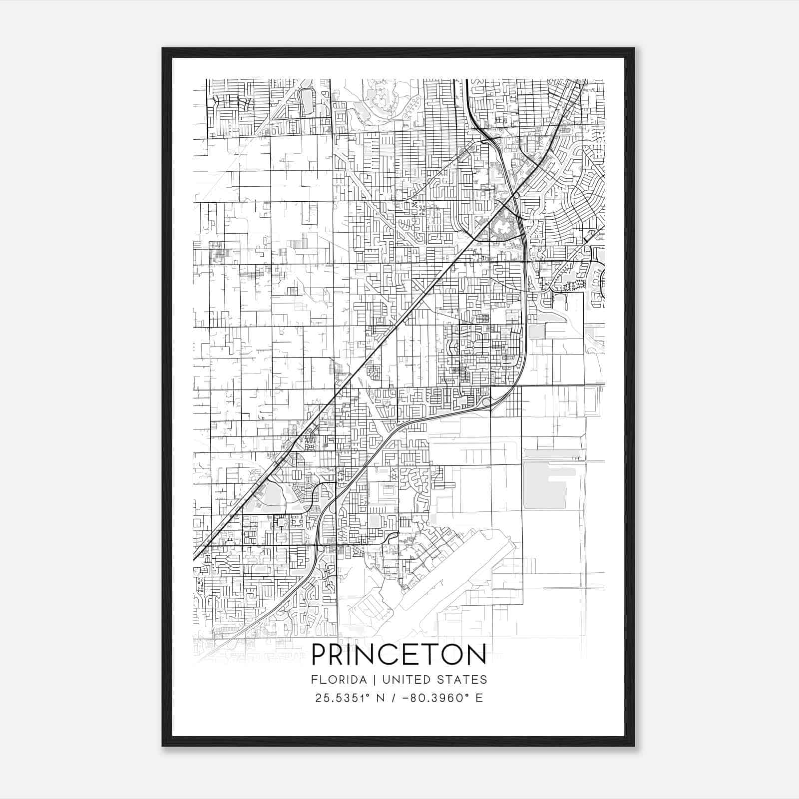 Princeton Florida Map Poster, Modern Home Decor Wall Art Print - Custom ...