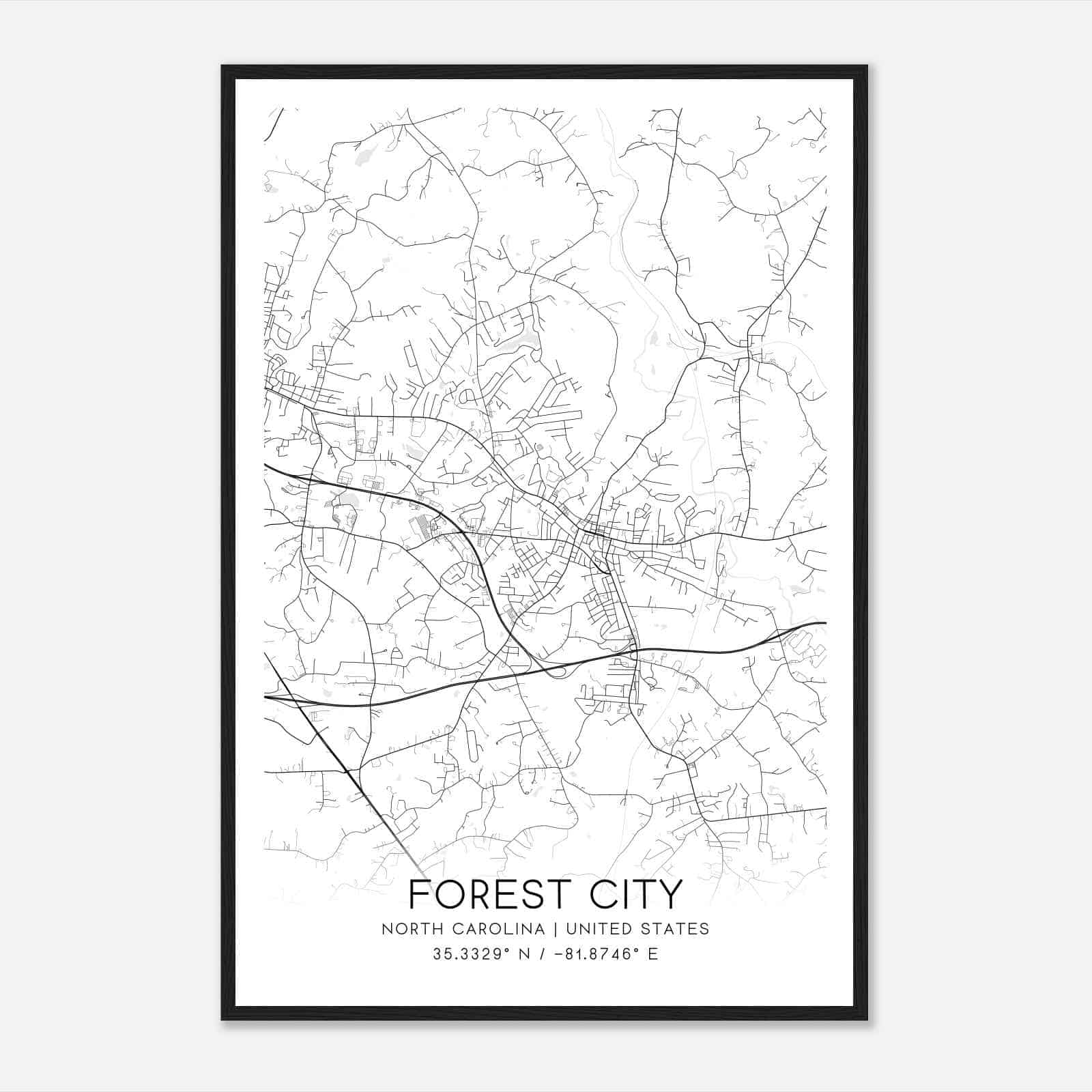 Custom Forest City United States Map Poster - Mapmory