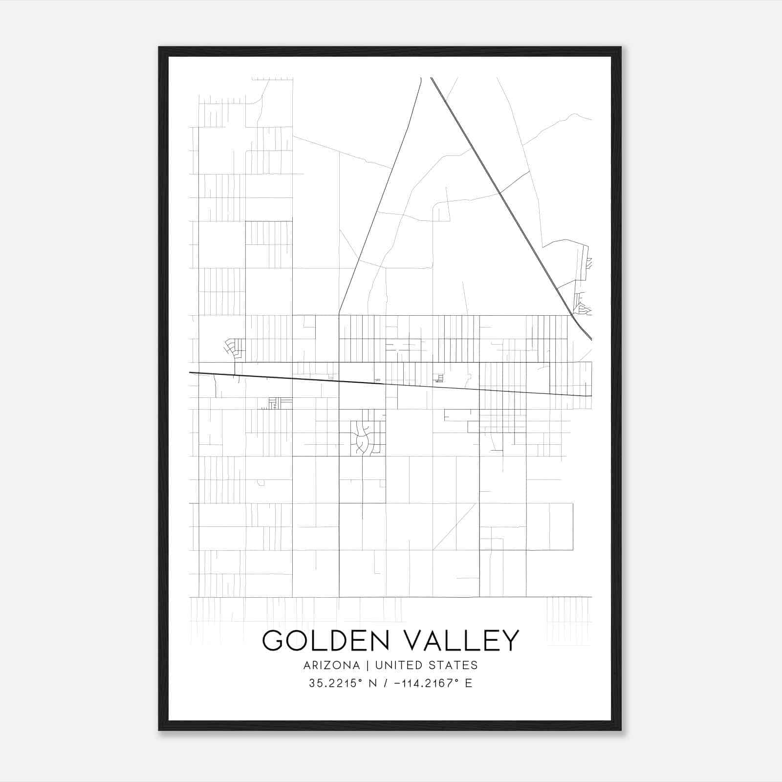 Golden Valley Arizona Map Poster, Modern Home Decor Wall Art Print ...