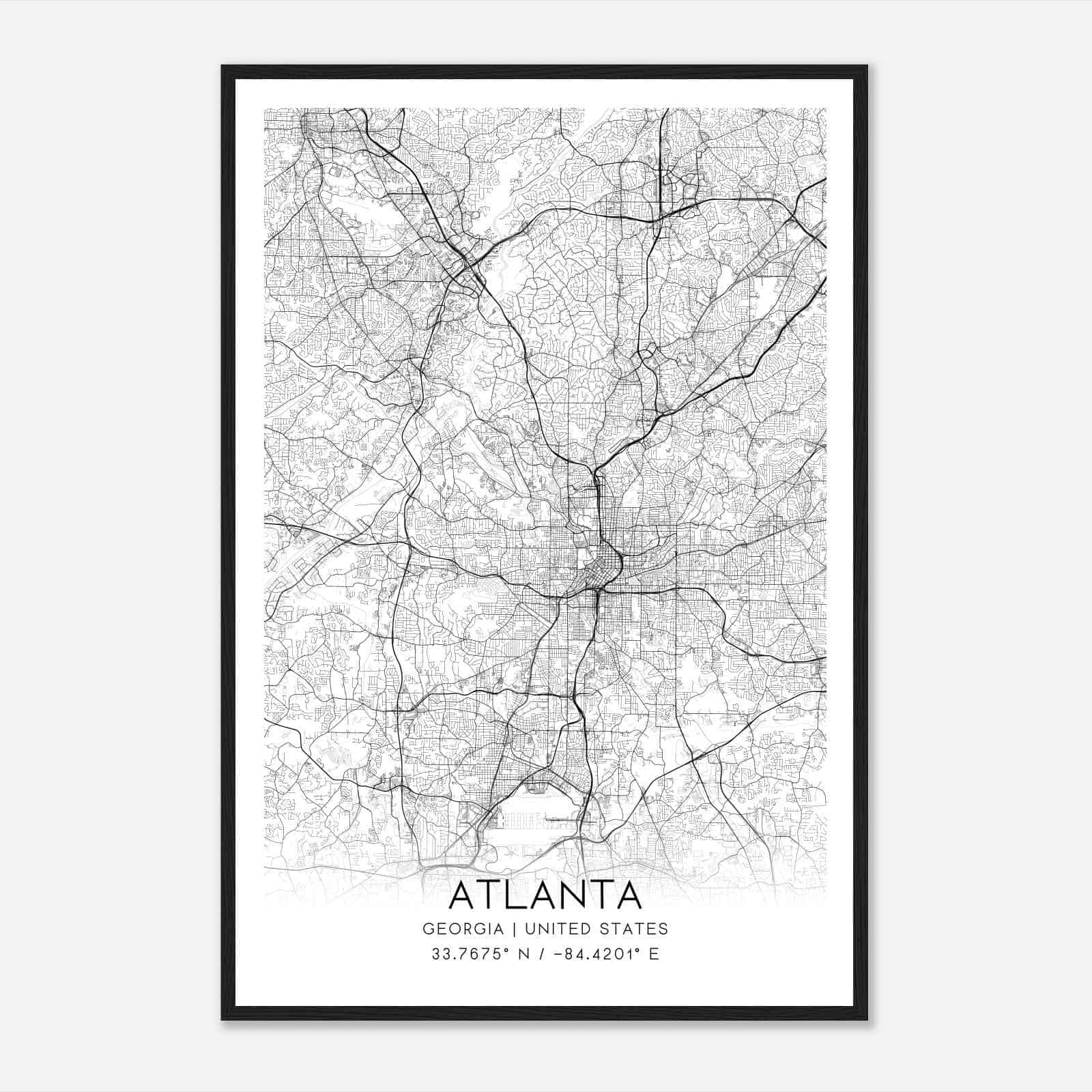 Atlanta Georgia Map Poster, Modern Home Decor Wall Art Print - Custom ...