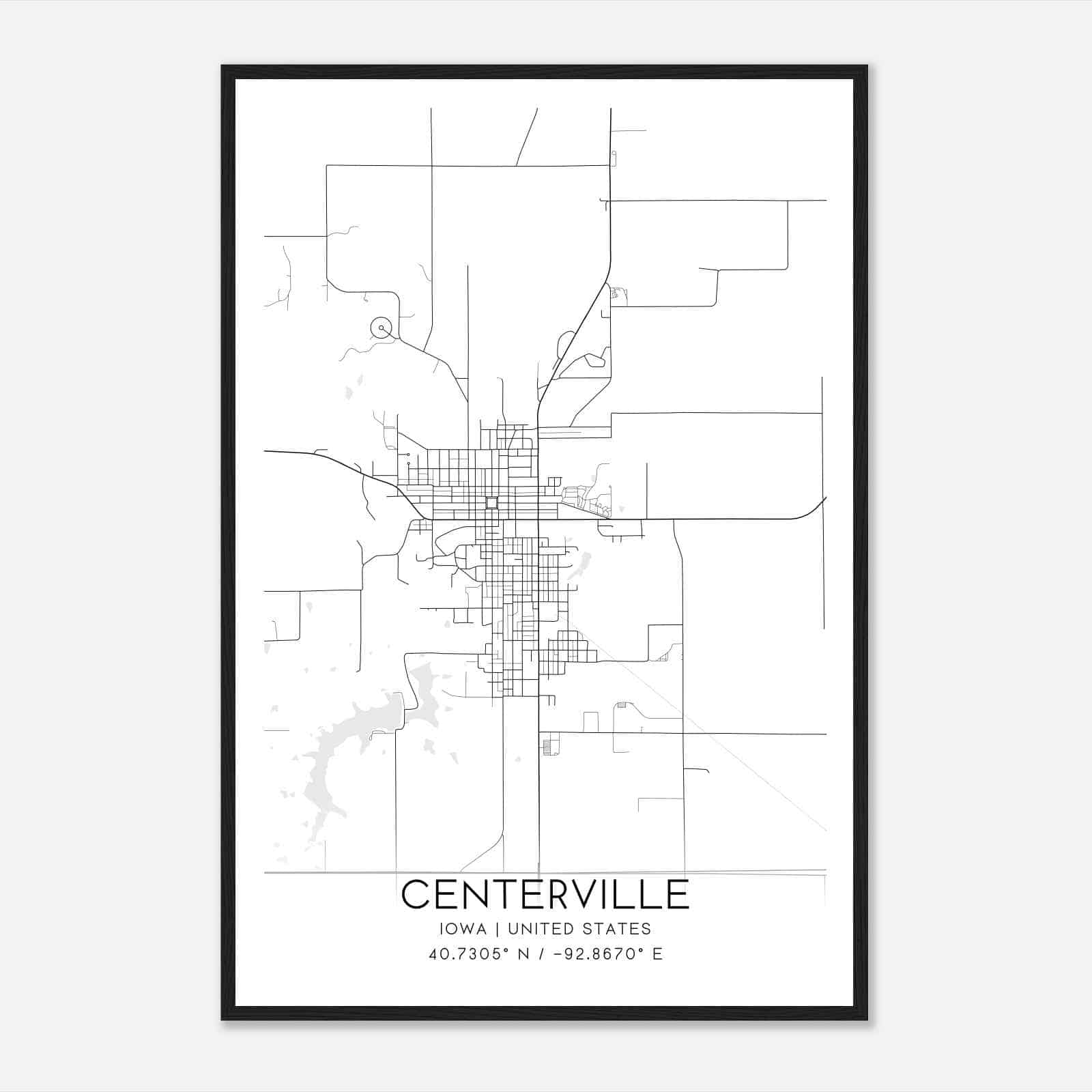 Centerville Iowa Map Poster, Modern Home Decor Wall Art Print - Custom ...