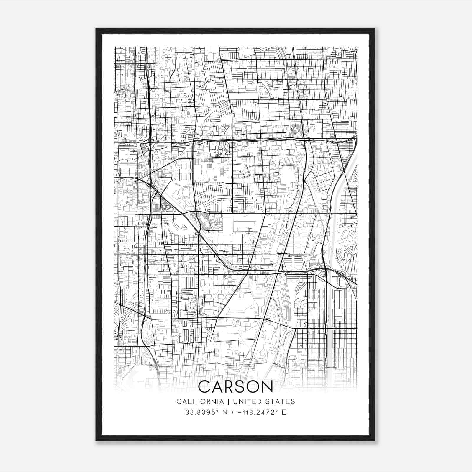 Carson California Map Poster, Modern Home Decor Wall Art Print - Custom ...