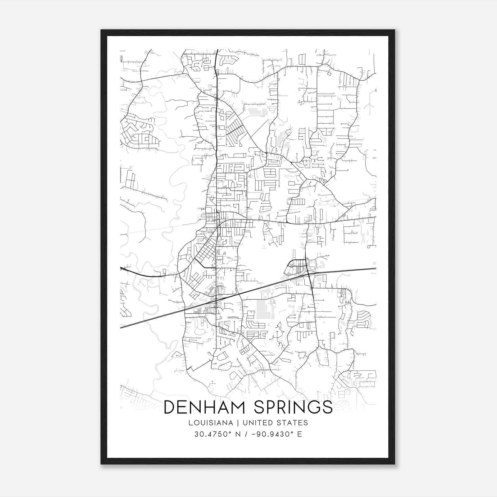 Custom Denham Springs United States Map Poster - Mapmory