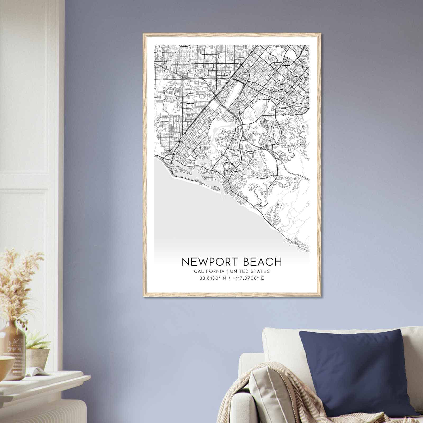 Newport Beach California Map Poster, Modern Home Decor Wall Art Print ...