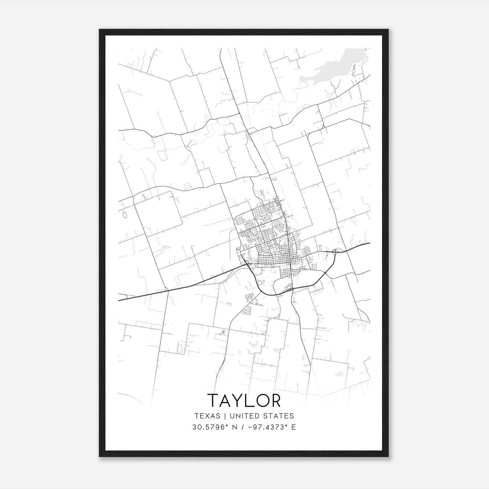 Taylor Texas Map Poster, Modern Home Decor Wall Art Print - Custom Maps ...