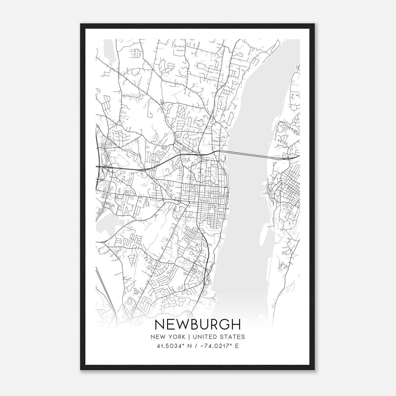 Newburgh New York Map Poster, Modern Home Decor Wall Art Print - Custom ...
