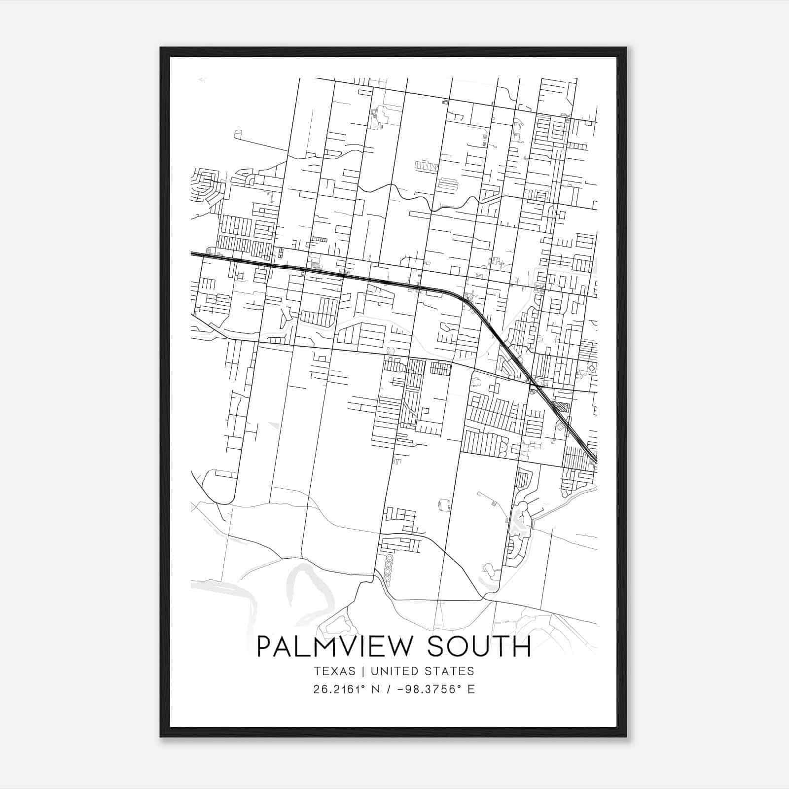 Palmview South Texas Map Poster, Modern Home Decor Wall Art Print ...