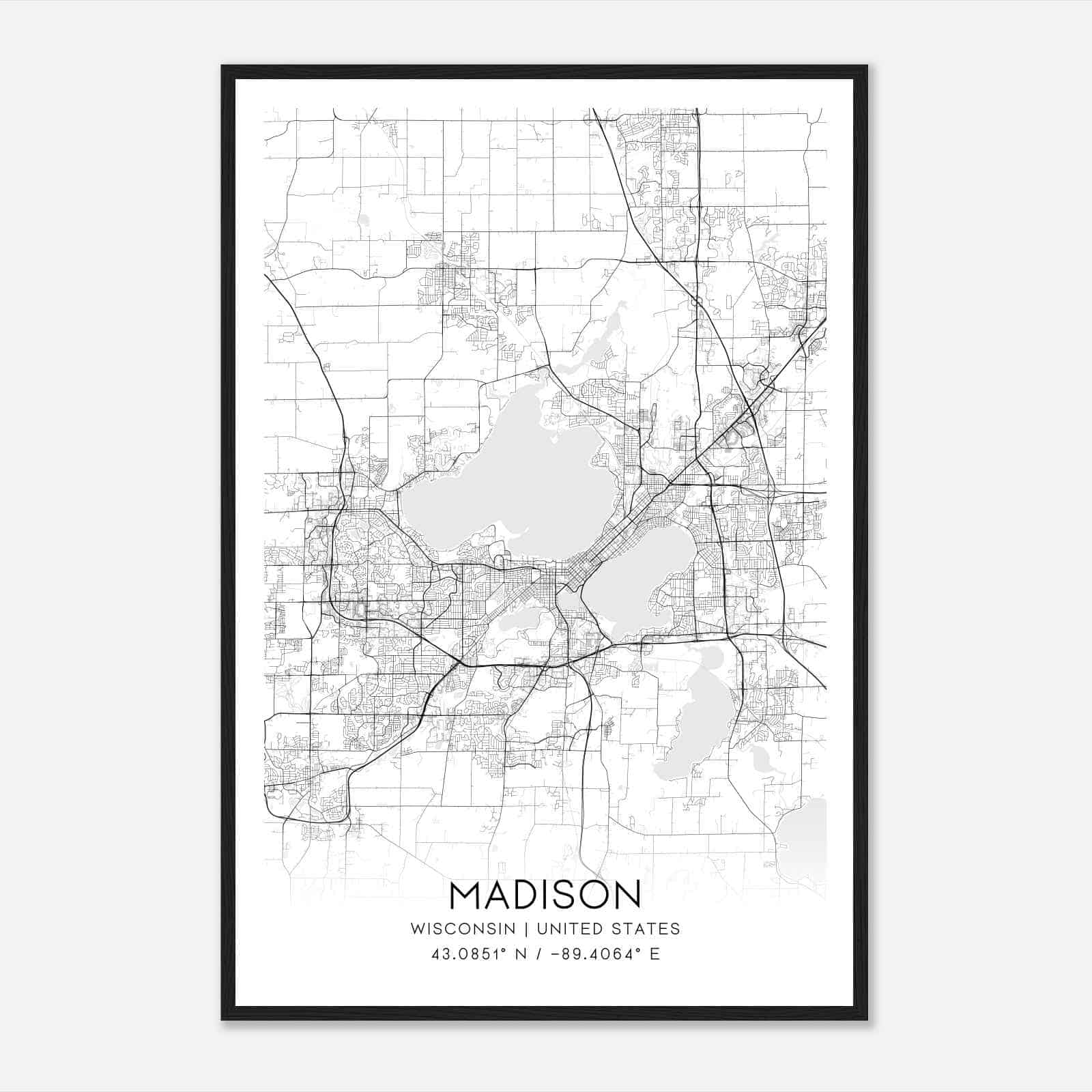 Madison Wisconsin Map Poster, Modern Home Decor Wall Art Print - Custom ...