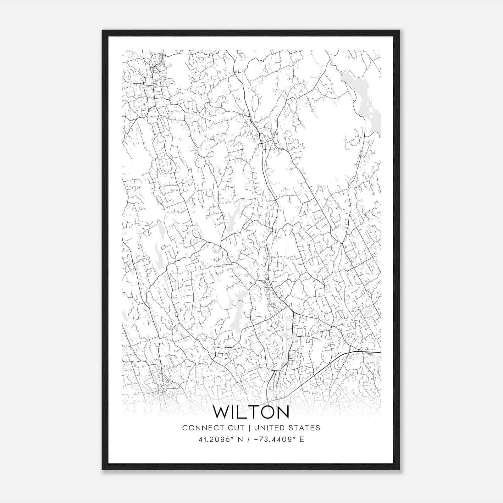 Wilton Connecticut Map Poster, Modern Home Decor Wall Art Print ...