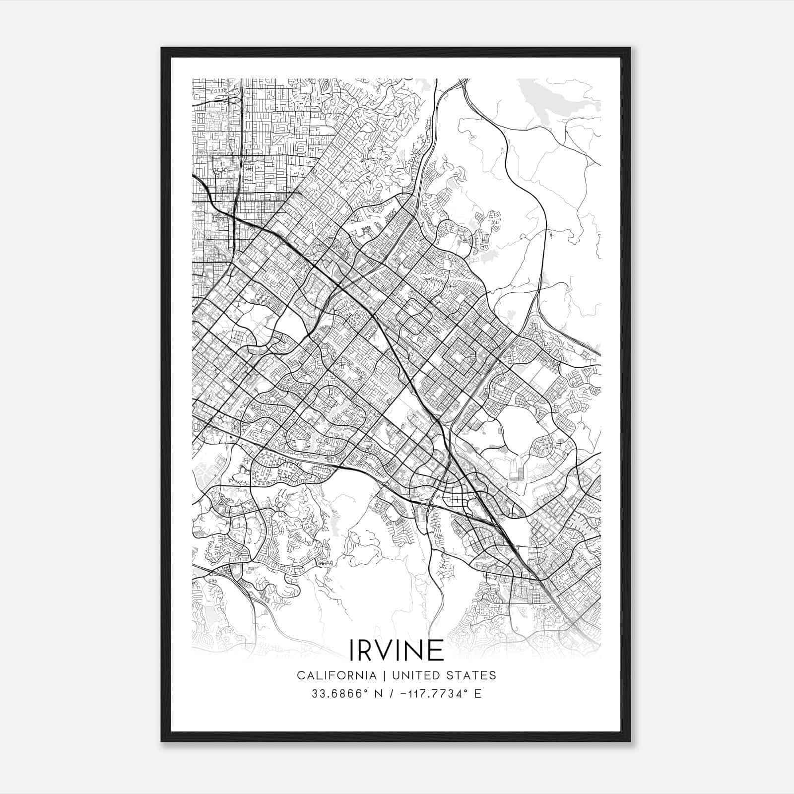 Irvine California Map Poster, Modern Home Decor Wall Art Print - Custom ...