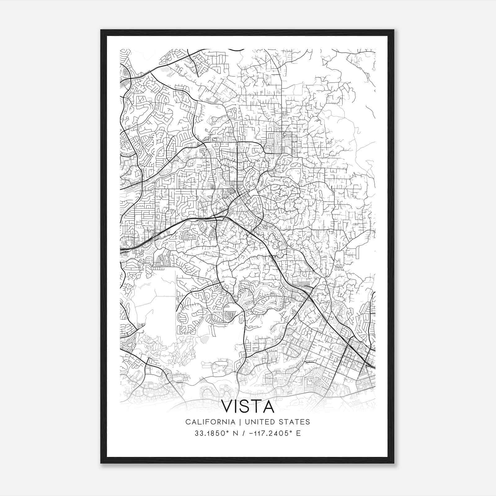 Vista California Map Poster, Modern Home Decor Wall Art Print - Custom ...