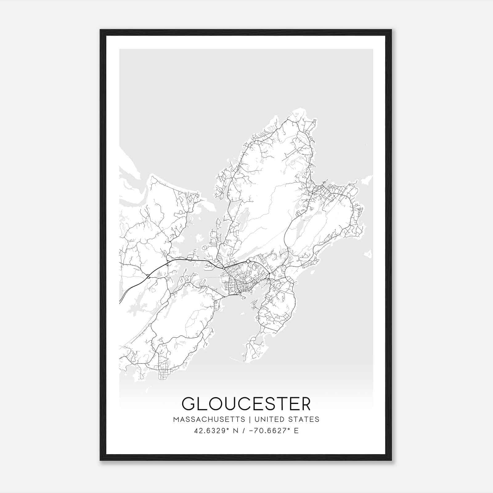 Gloucester Massachusetts Map Poster, Modern Home Decor Wall Art Print ...